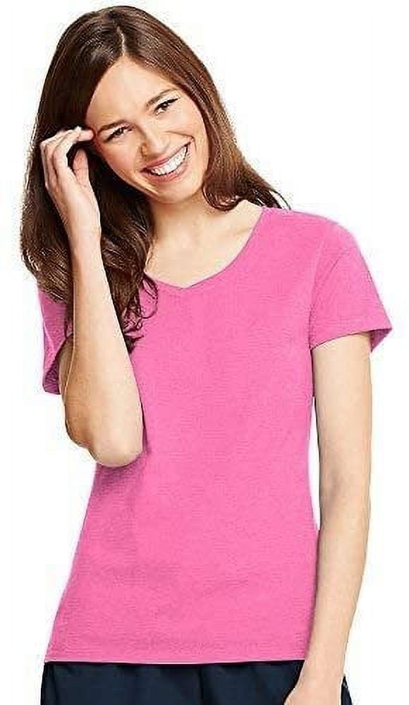 By Hanes Women's X-Temp V-Neck T-Shirt_Neon Pink Heather_XL - Walmart.com