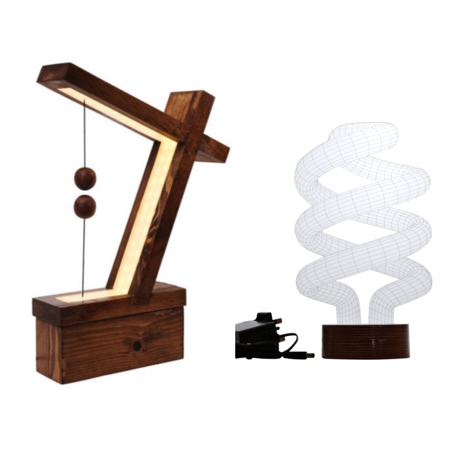 By-Lamp Handcrafted Winch Magnetic Balance Lamp & 3D Spiral Table Lamp ...