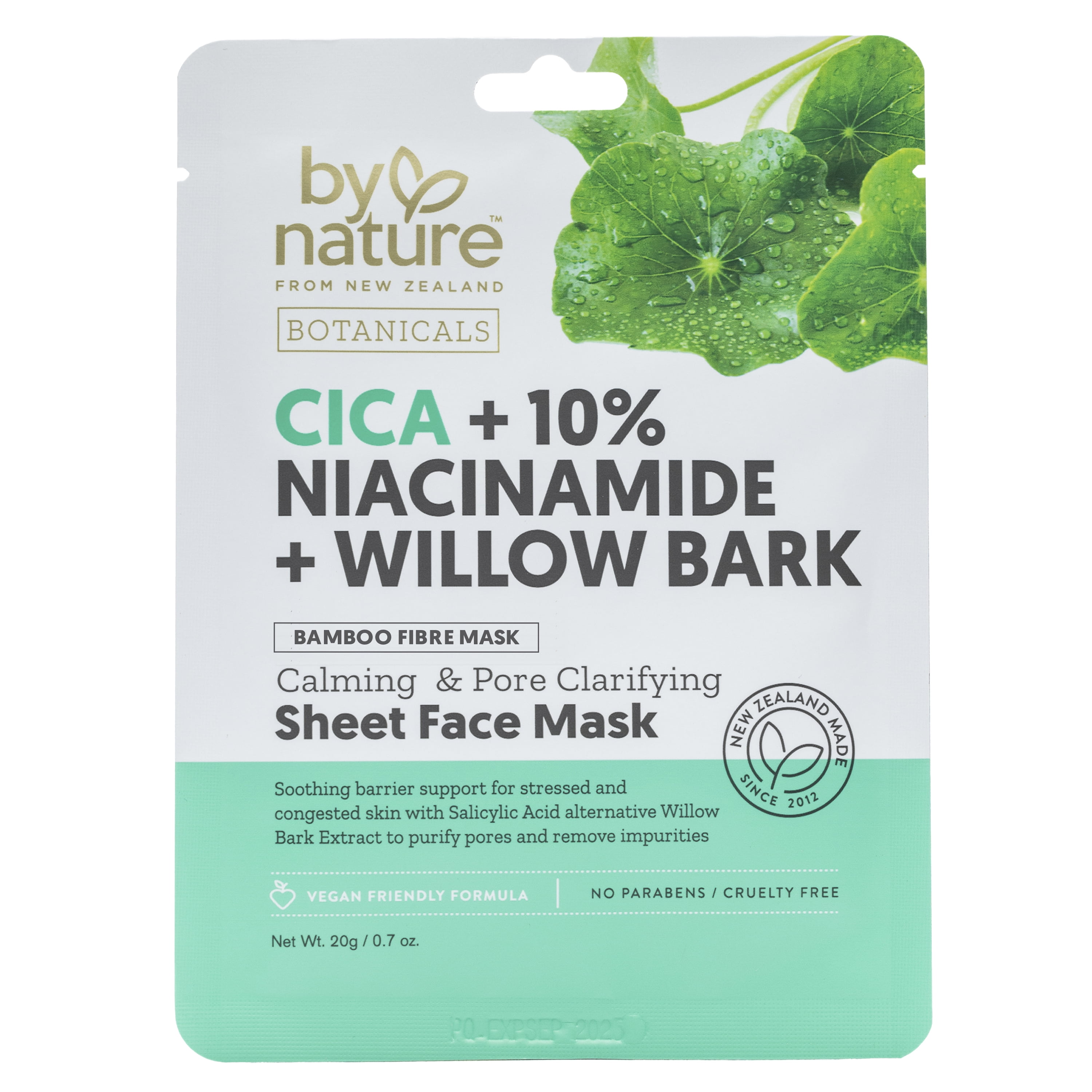 By Nature From New Zealand Cica & 10% Niacinamide & Willow Bark Sheet ...