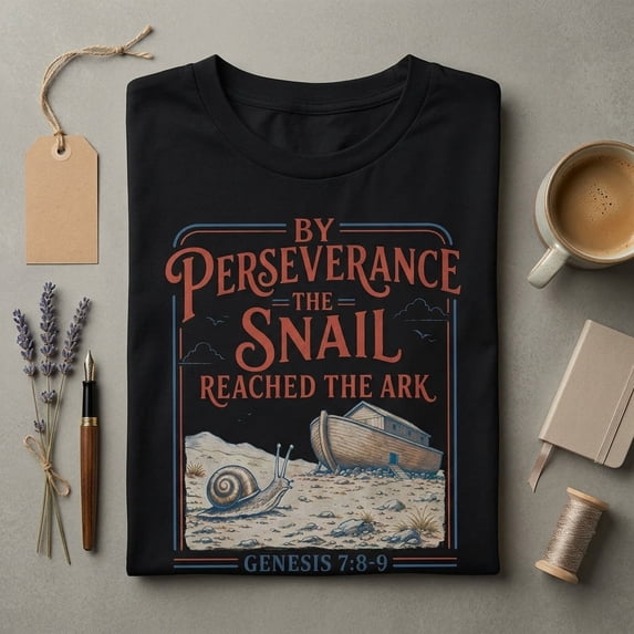 By Perseverance The Snail Reached The Ark Shirt | Vintage Christian T ...
