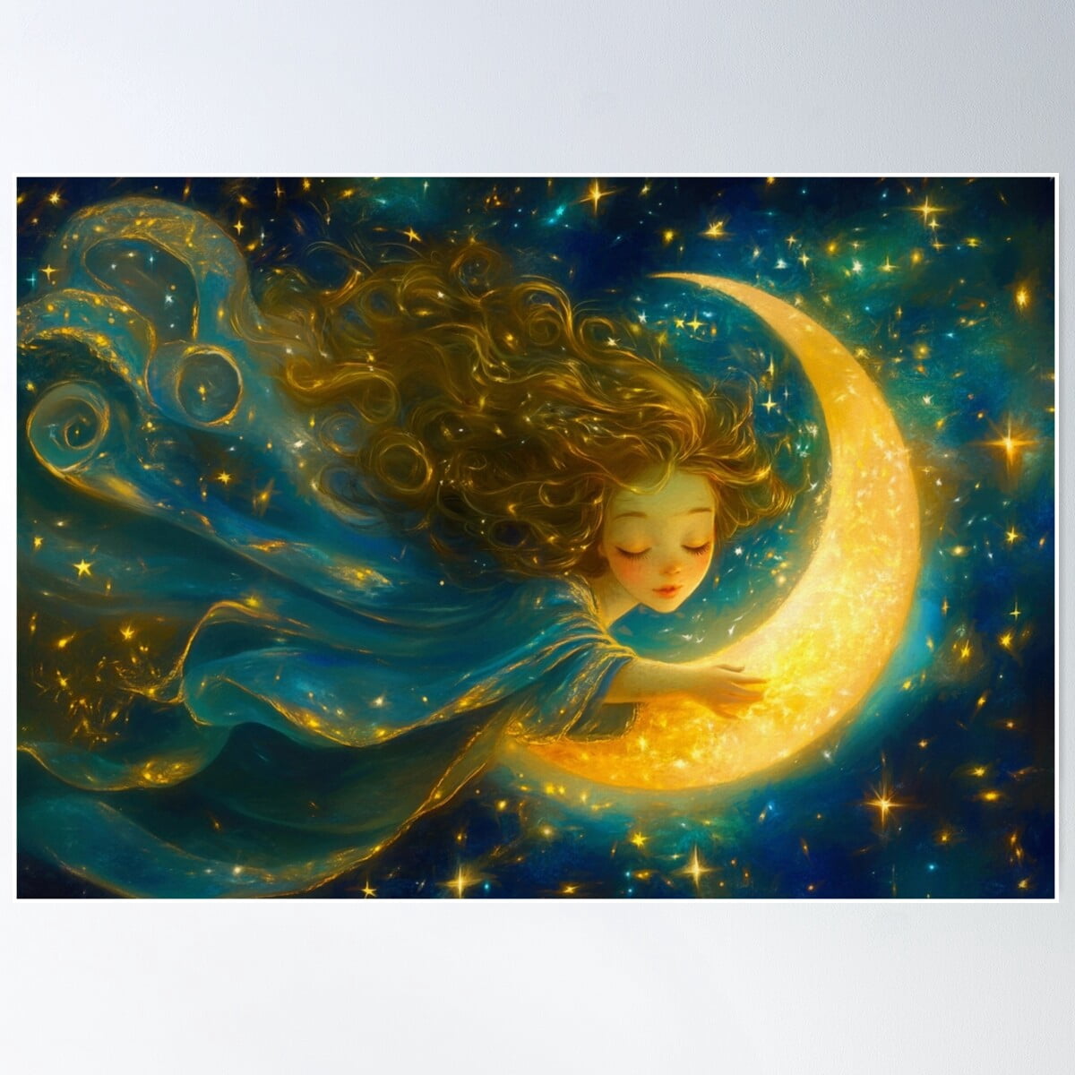 By The Light Of The Golden Moon Poster Wall Art, Modern Wall Decor For ...