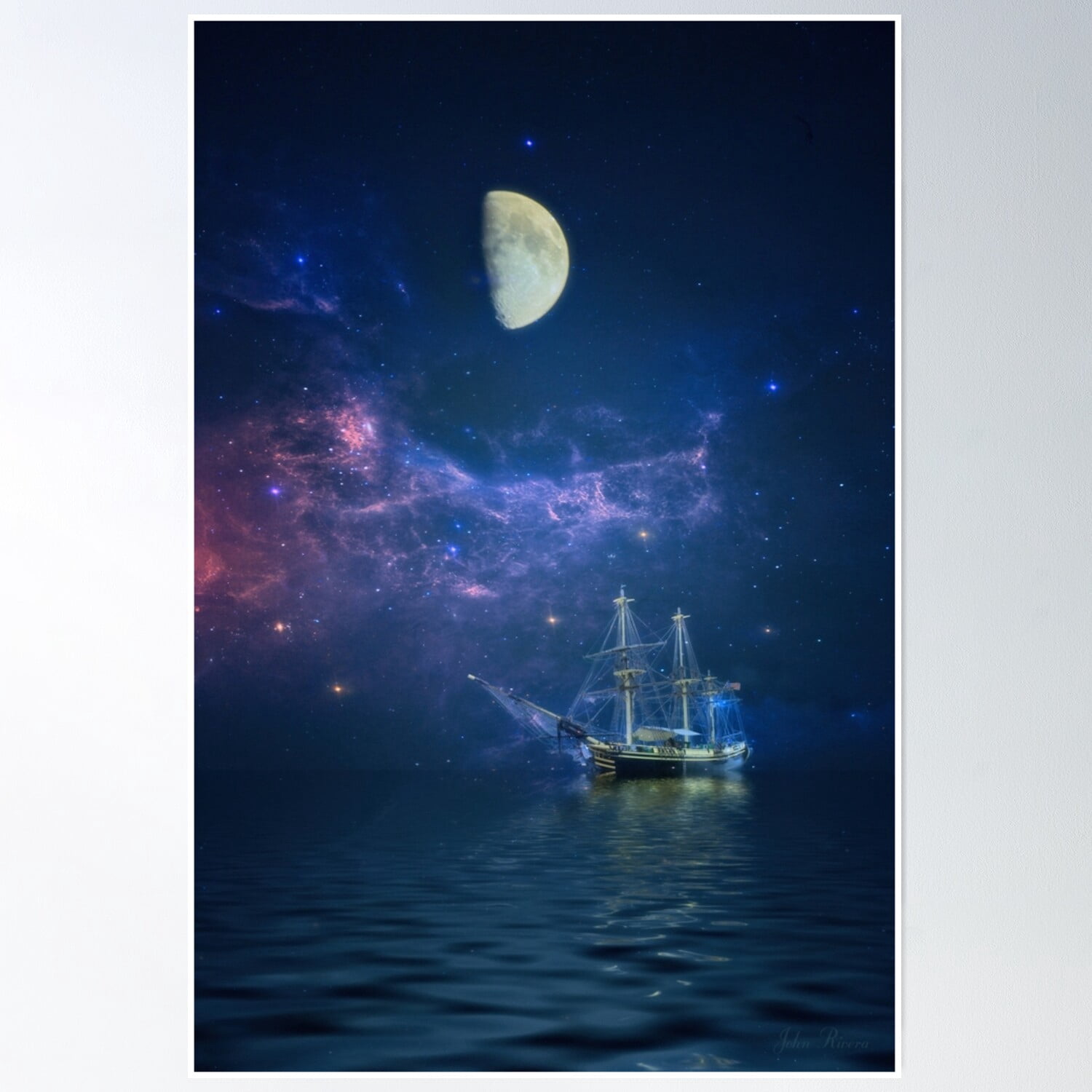 By Way Of The Moon And Stars Poster Wall Art Modern Wall Decor Wall Art ...
