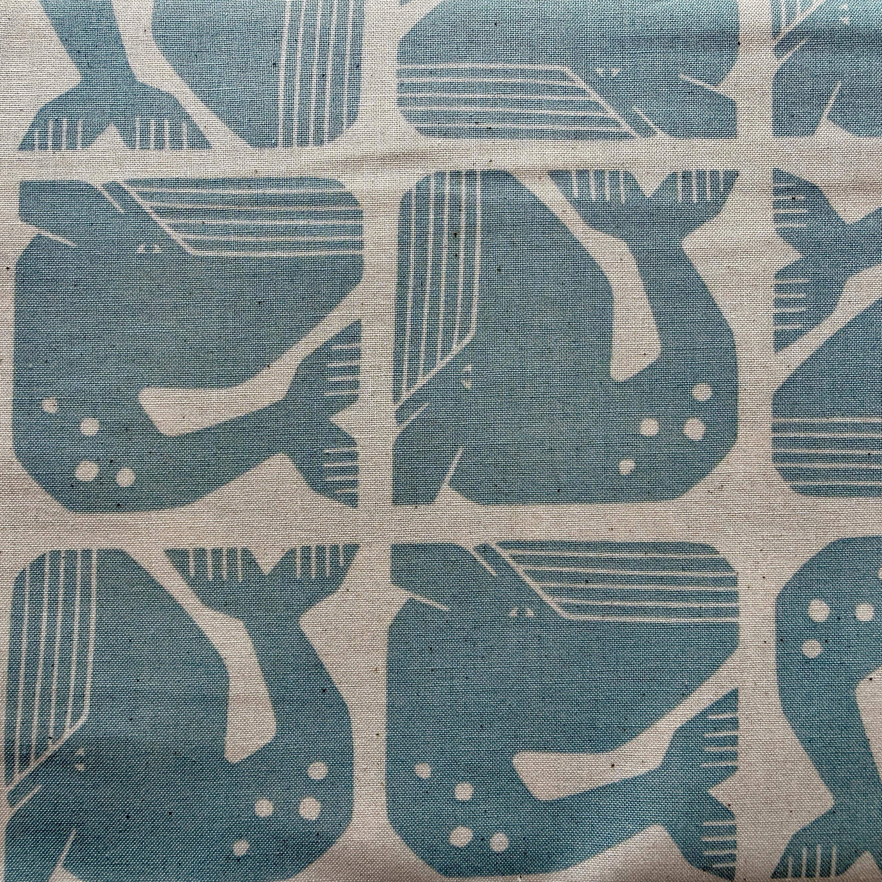 By the Seaside II-Grumpy Whale-Sky Blue Unbleached Quilting Cotton-Loes ...