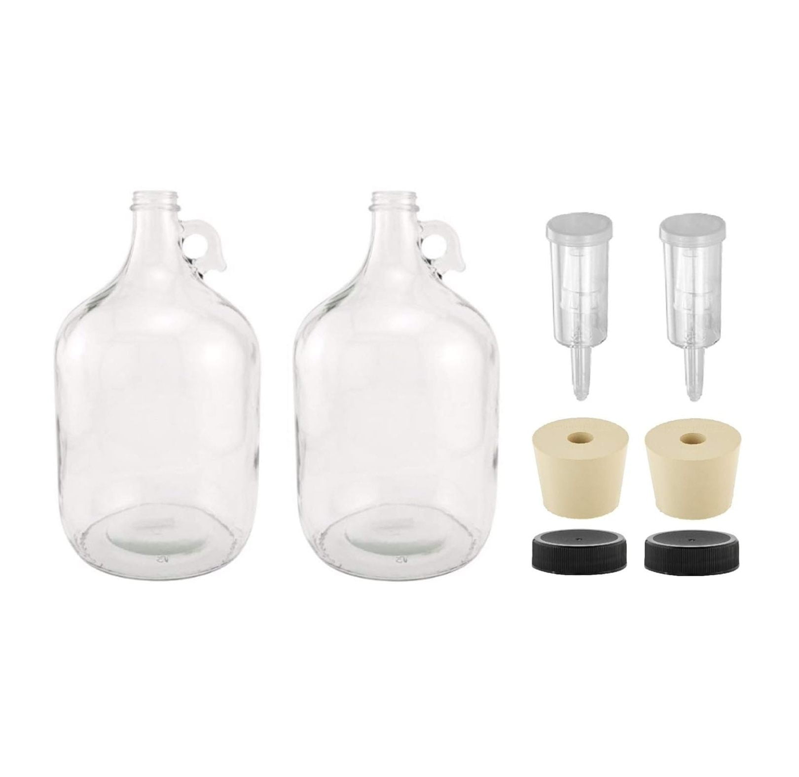 ByEUcuk - 1G-38-ST-3P-2 1 Gallon Glass Fermenting Jug with Handle, 6.5 Rubber Stopper, 3-Piece ...