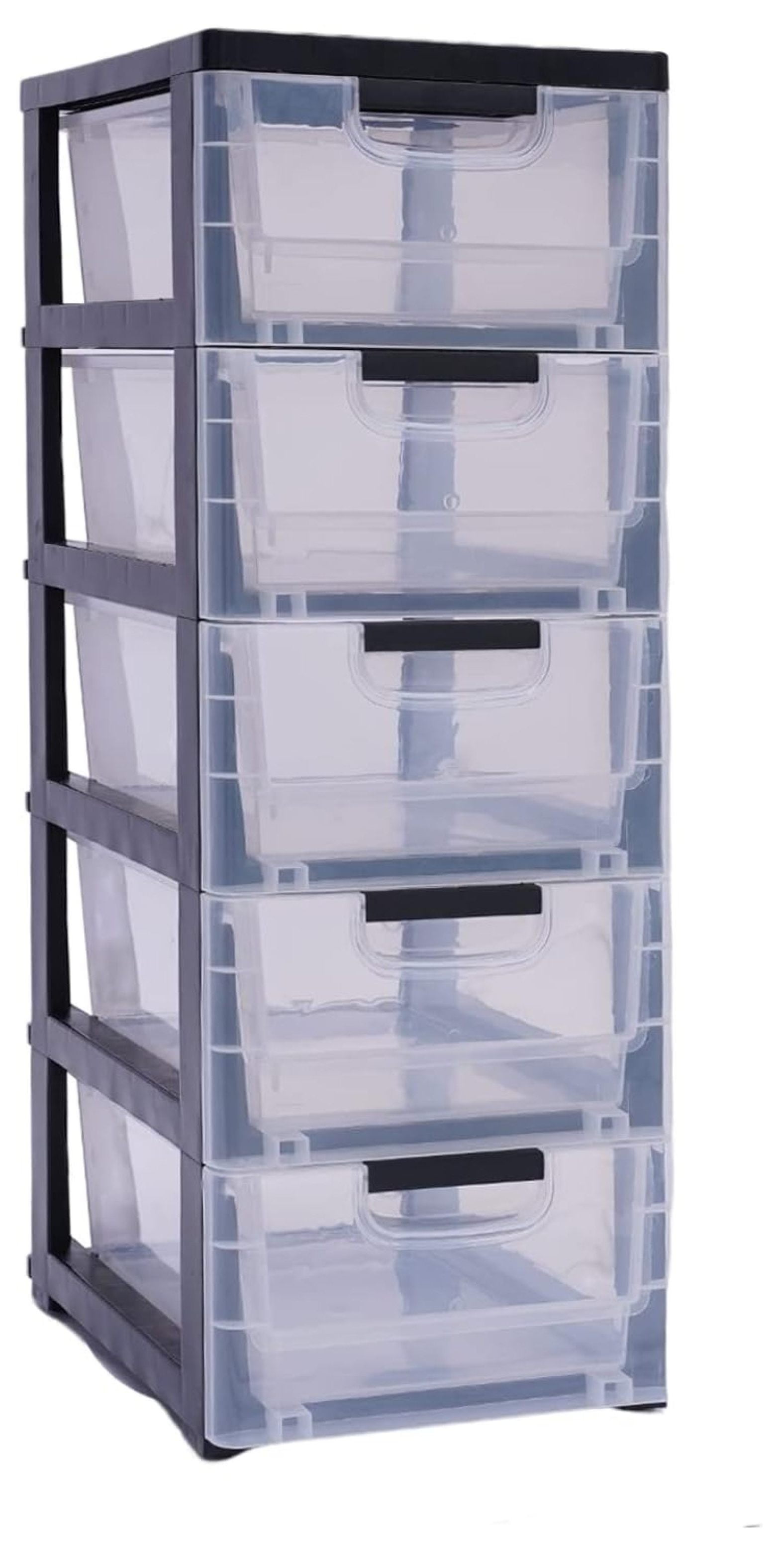 ByEUcuk 5-Drawer Durable Plastic Storage Chest, Transparent Containers ...