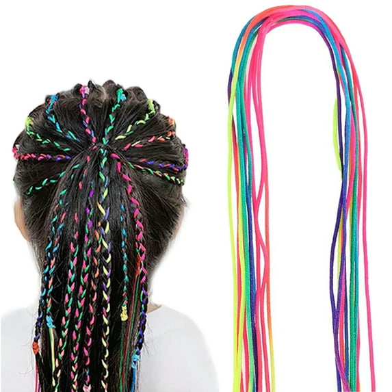 ByPaCrow 64 Pcs Colorful Hair Wrap String 90cm Long Rainbow Braiding ...