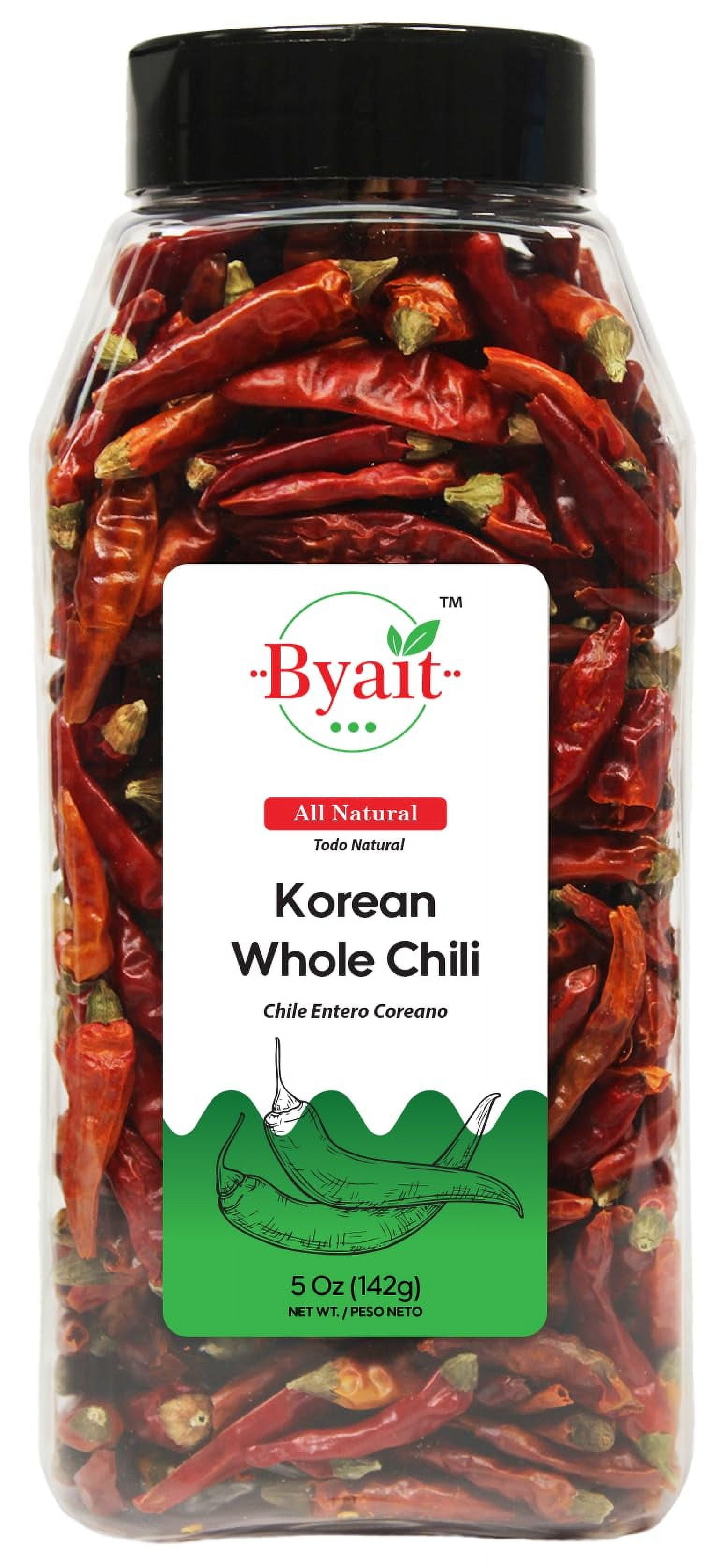 Byait Korean Whole Chili SAF21 Peppers 5 Oz, Pure Red Chilies for ...