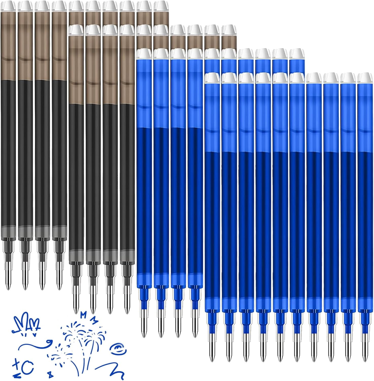 Bybiment 0.7 mm Erasable Ink Pen Refills with Frixion Friction, Smooth ...
