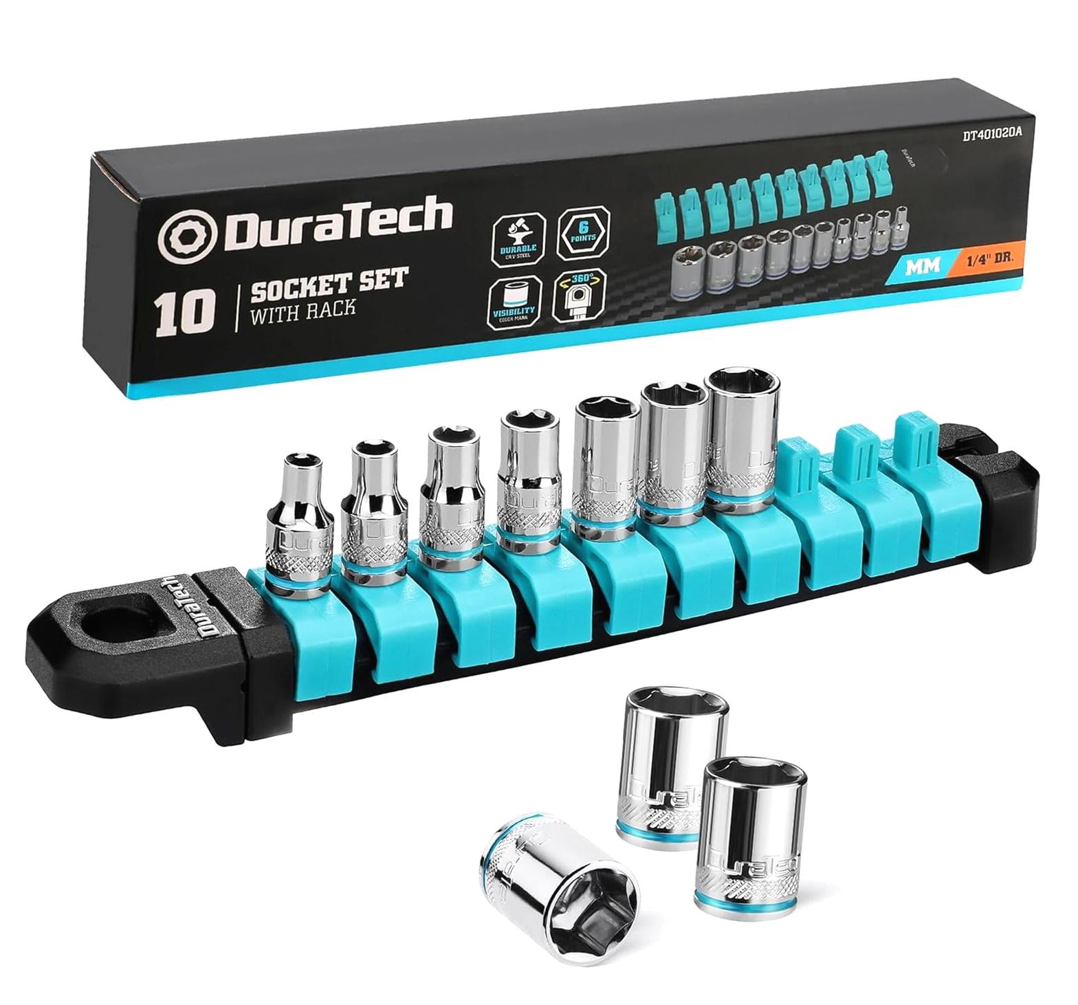 Bybiment 1/4" Drive Socket Set, Metric, 10PCS, includes sizes from 4mm ...