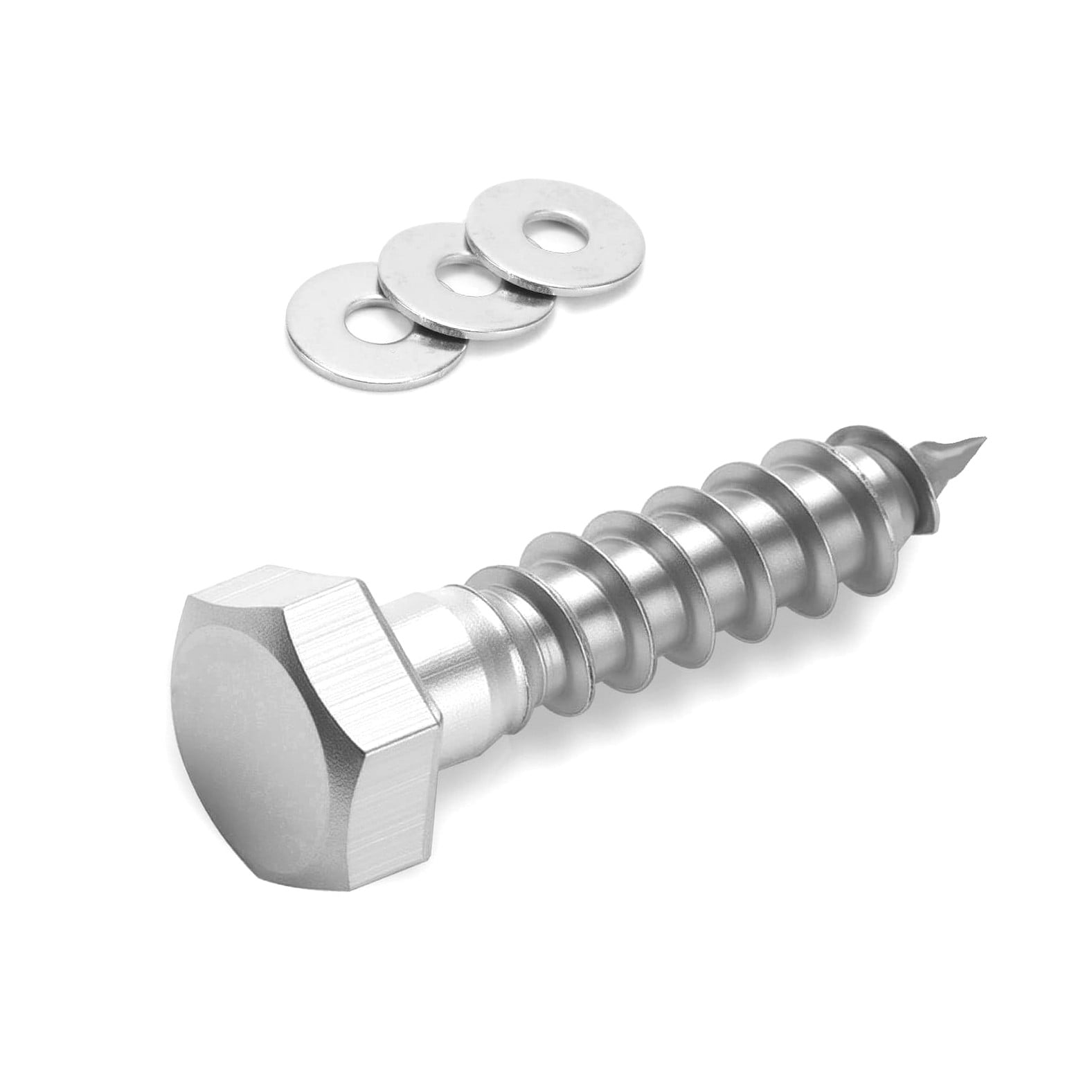 Bybiment 1/4x3-1/2'' (15 Pack) Hex Lag Screws Bolts with Washers, Lag ...