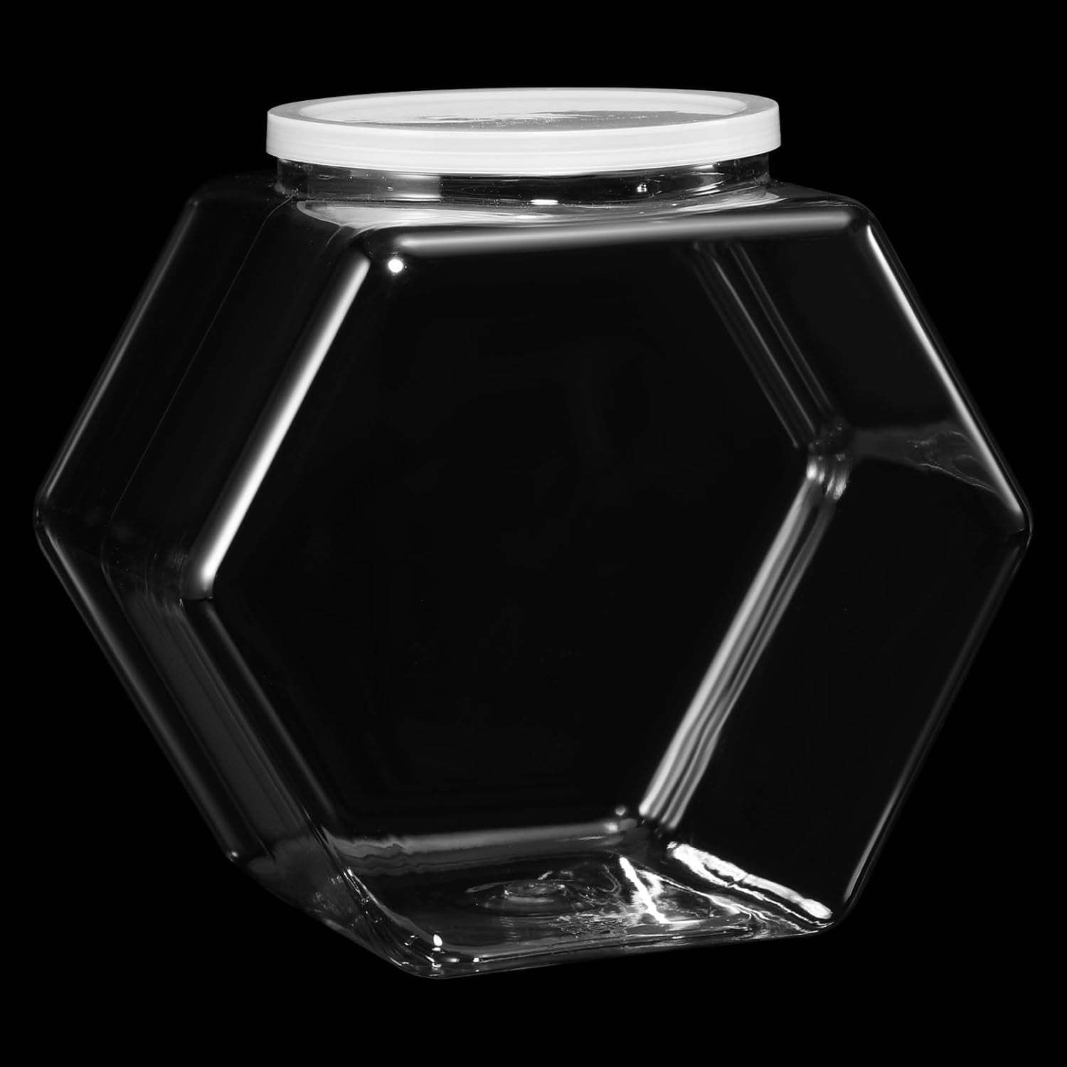 Bybiment 1 Piece Hexagonal Plastic Candy Jar with Lid Clear Hexagonal ...