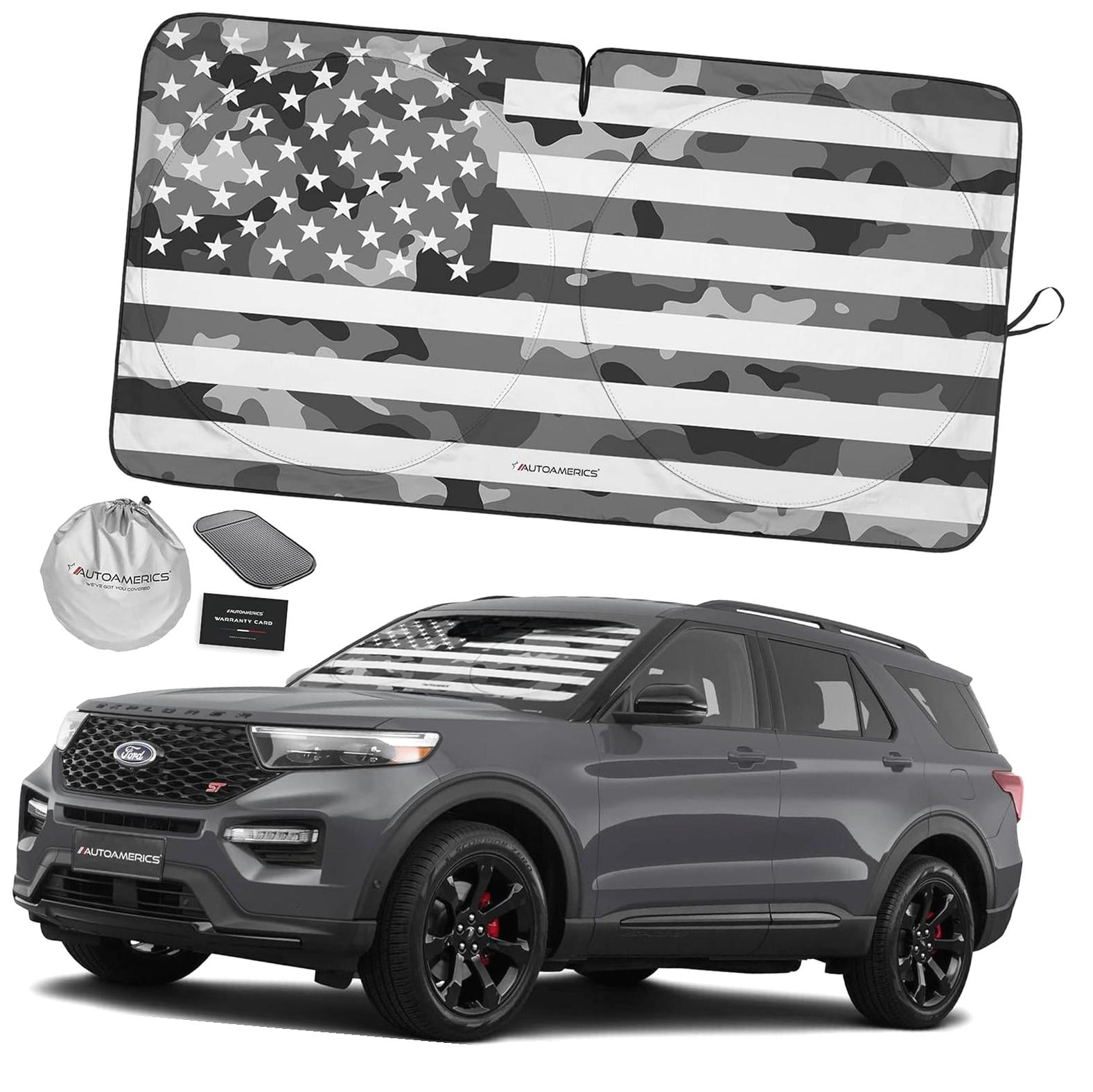 Bybiment 1-Piece Windshield Sun Shade Gray Camo Flag USA Design - A ...