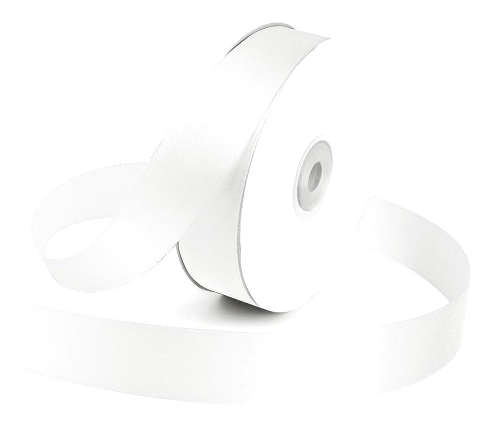 Bybiment 1 inch 50 Yards White Single-Faced Polyester Satin, White ...