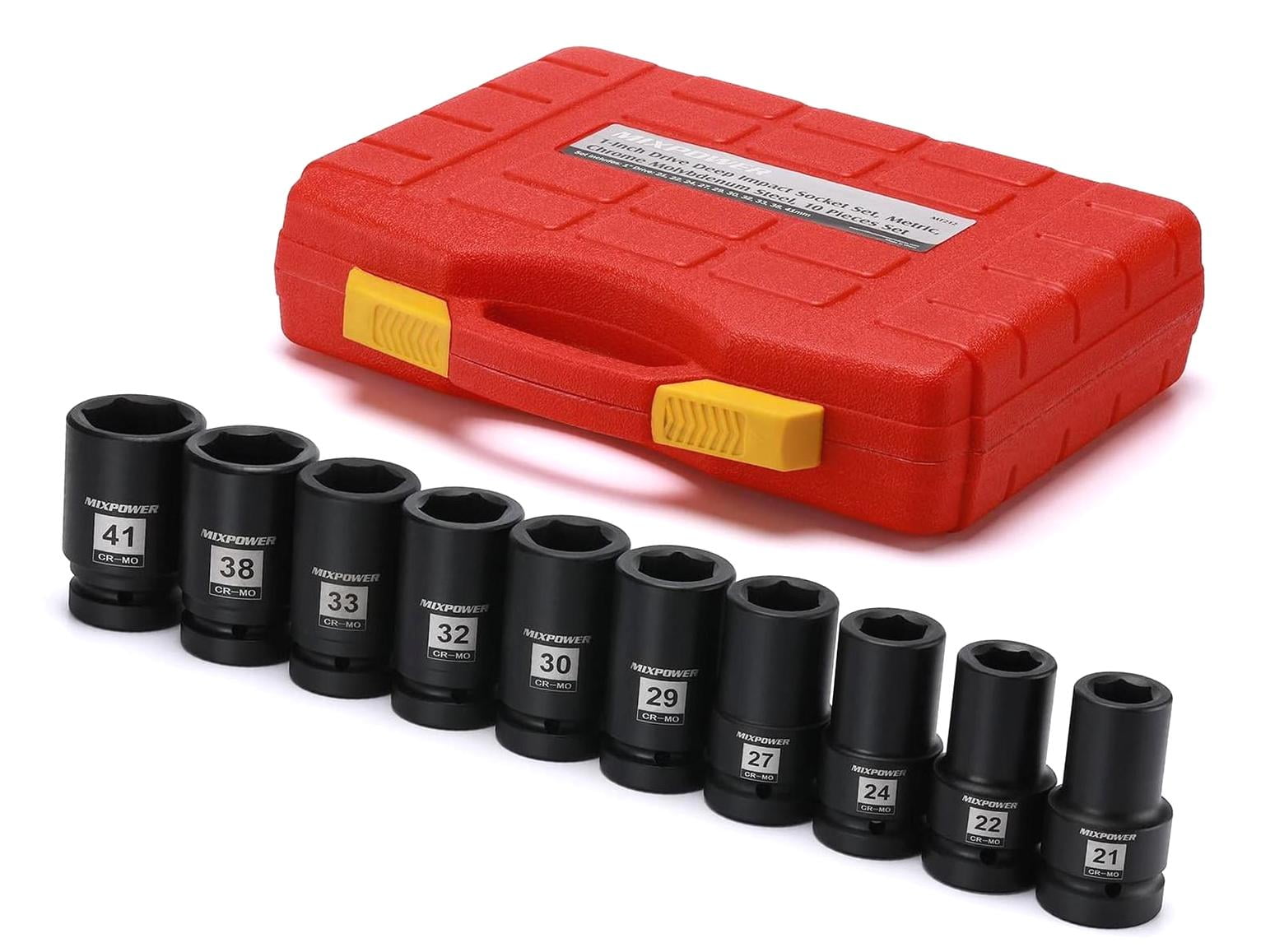 Bybiment 10-Piece 1"Drive Impact Deep Socket Collection, 6 Point, Sizes ...