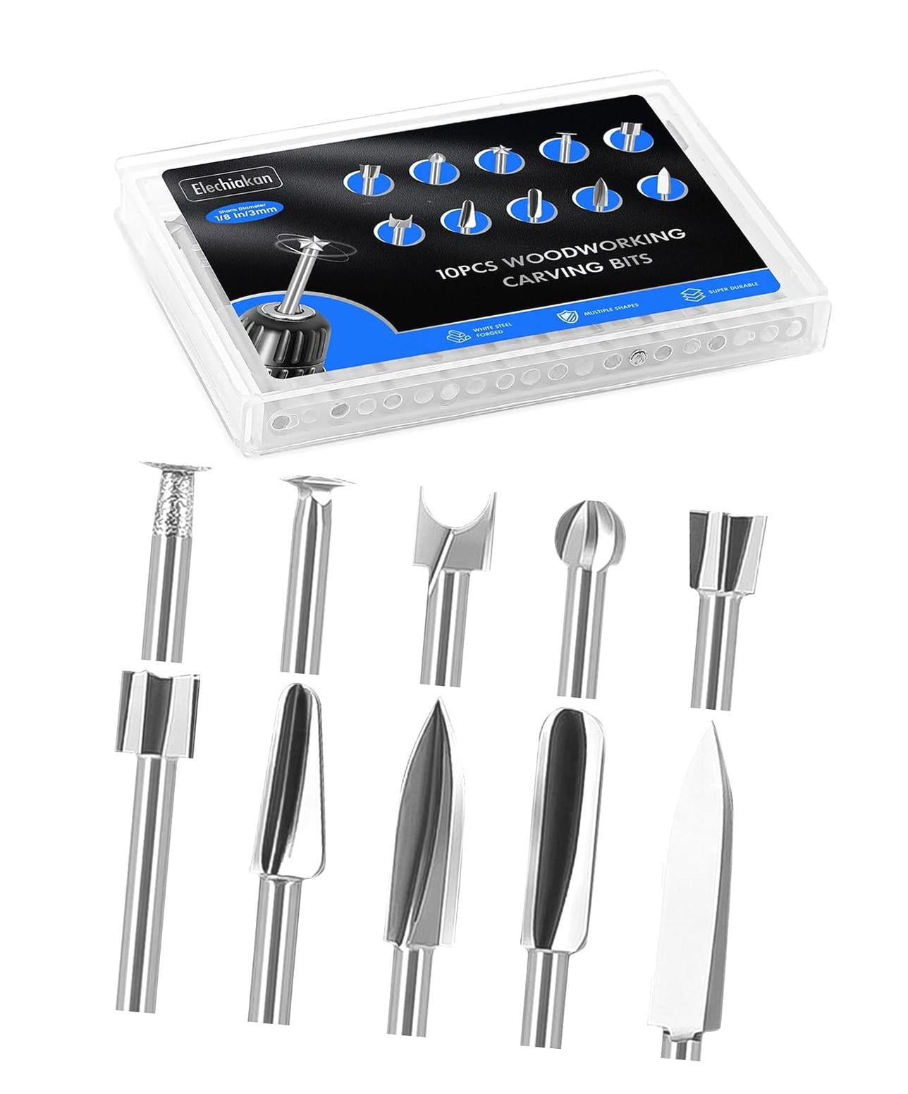 Bybiment 10-Piece Wood Carving Drill Bit Assortment for Router and ...