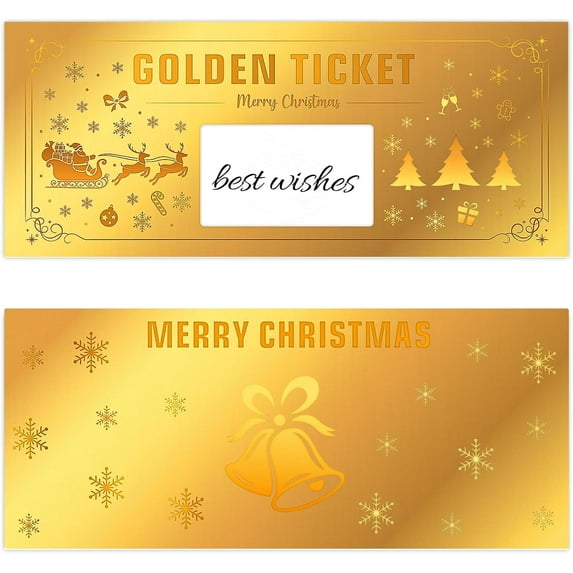 Bybiment 10 Sets Christmas Golden Ticket Surprise Scratch Off Card ...