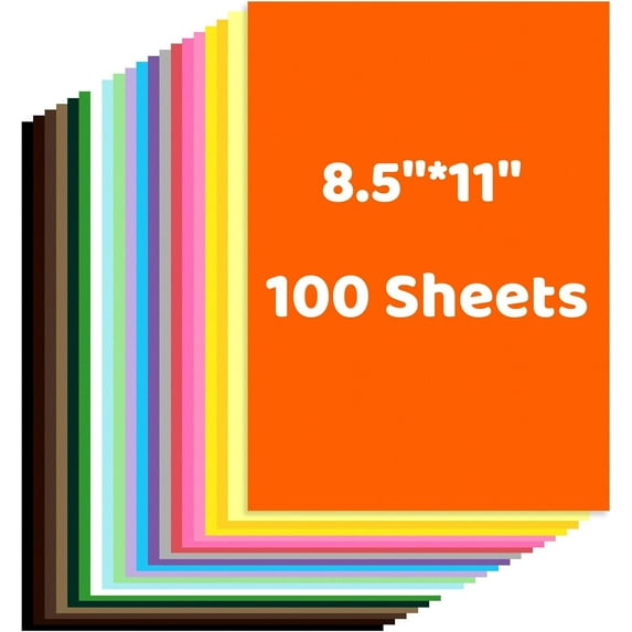 Bybiment 100 Colored Cardstock 8.5 " 11", 65LB 180GSM Craft Bulk Paper ...