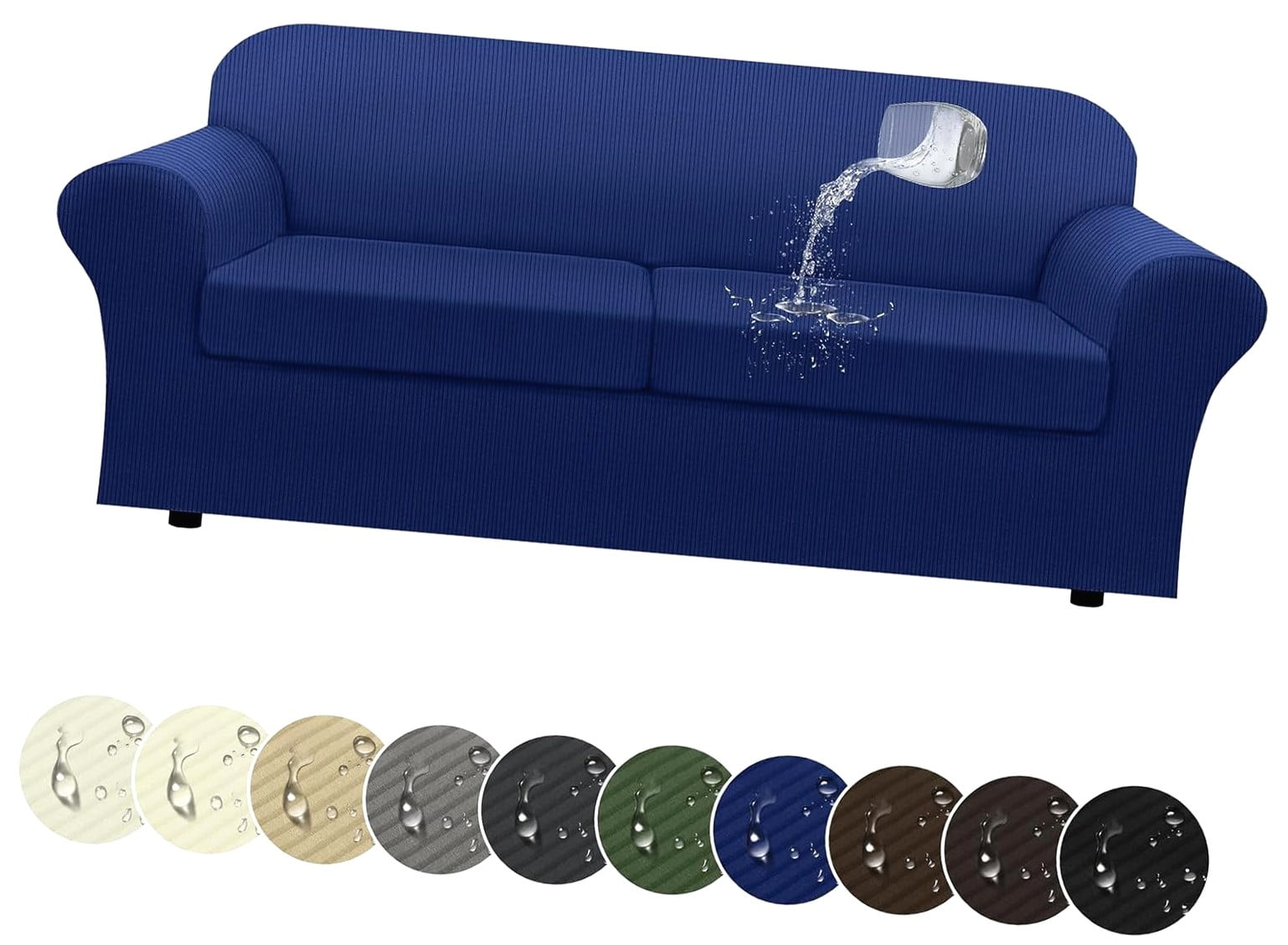 Bybiment 100% Couch Cover 3-Piece Set Striped Sofa Slipcovers for 2 ...