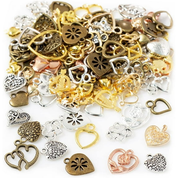 Bybiment 100 Gram Metal Charms for Jewelry Making, Silver Plated, Bulk ...