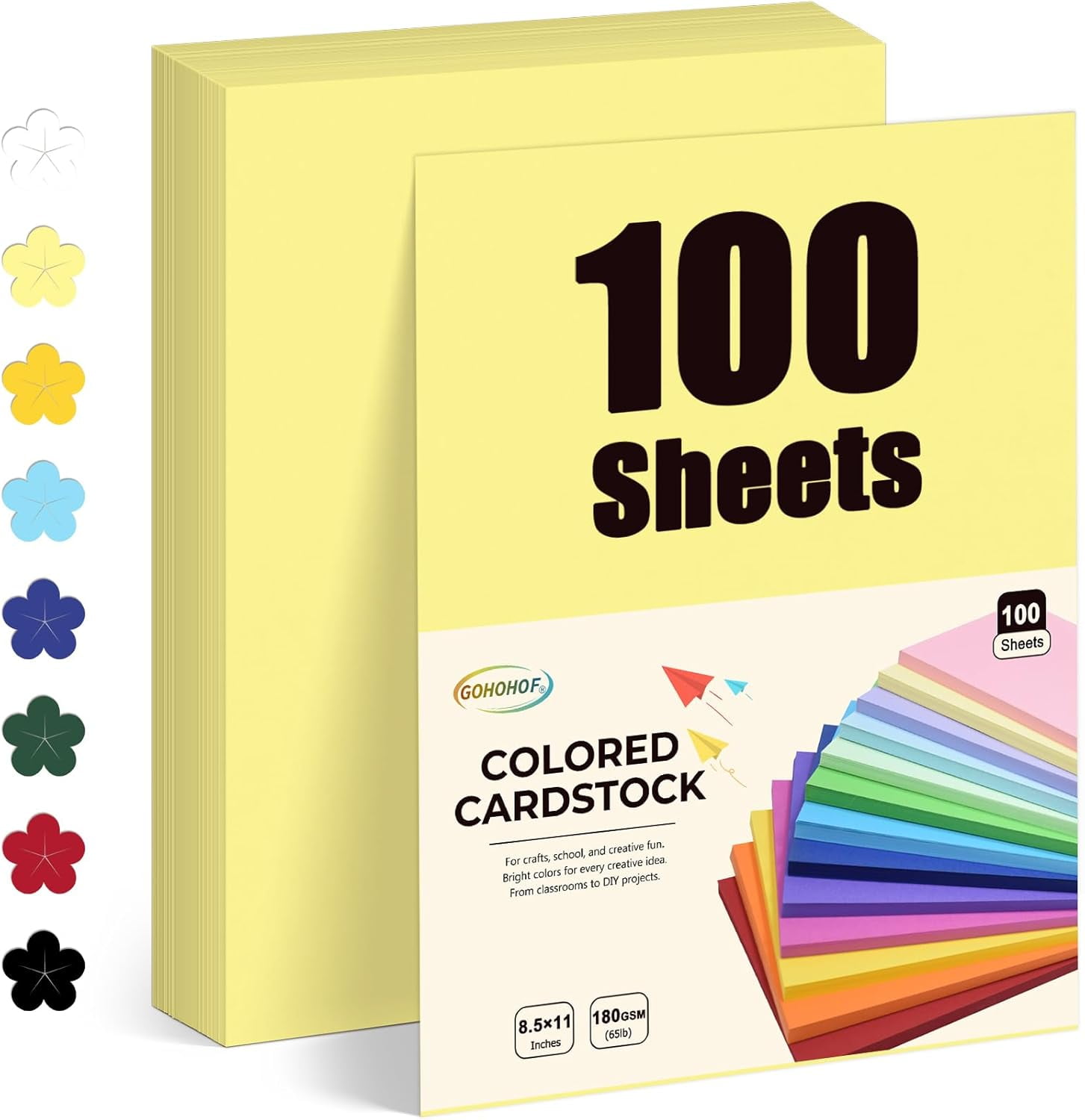Bybiment 100 Light Yellow Cardstock 8.5x11 Cardstock Printer Paper 65 ...