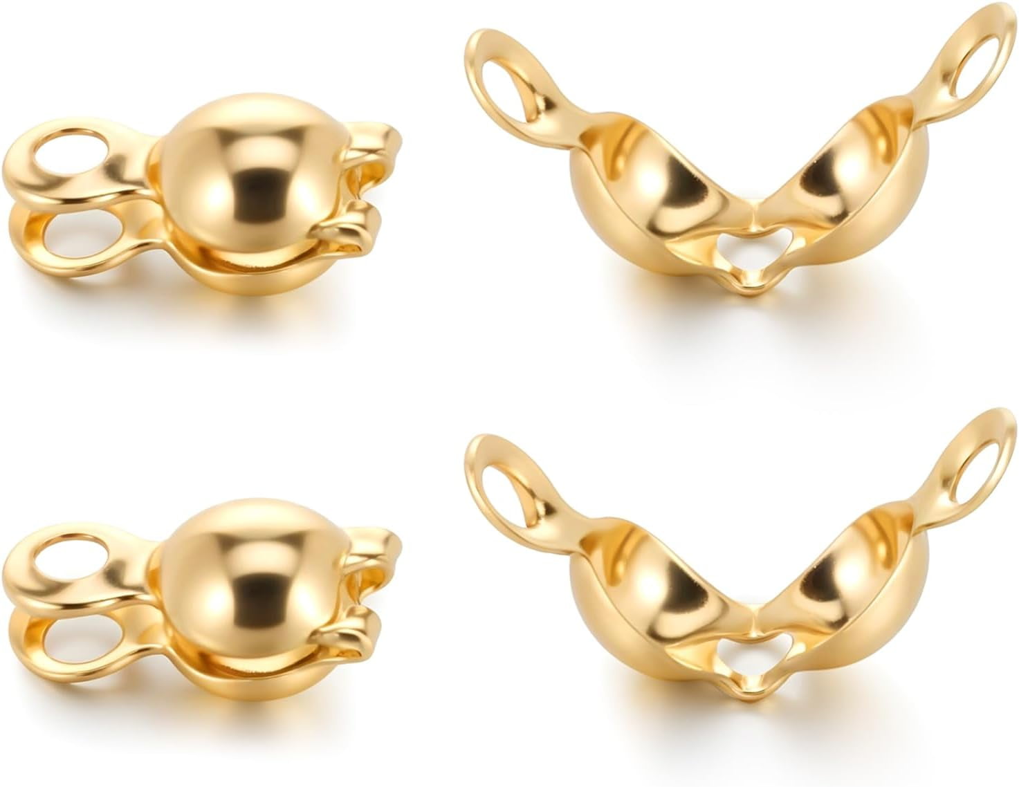 Bybiment 100 Pcs 18K Copper Crimp Bead Covers for Jewelry Making, 4mm 18K Crimp Beads for ...