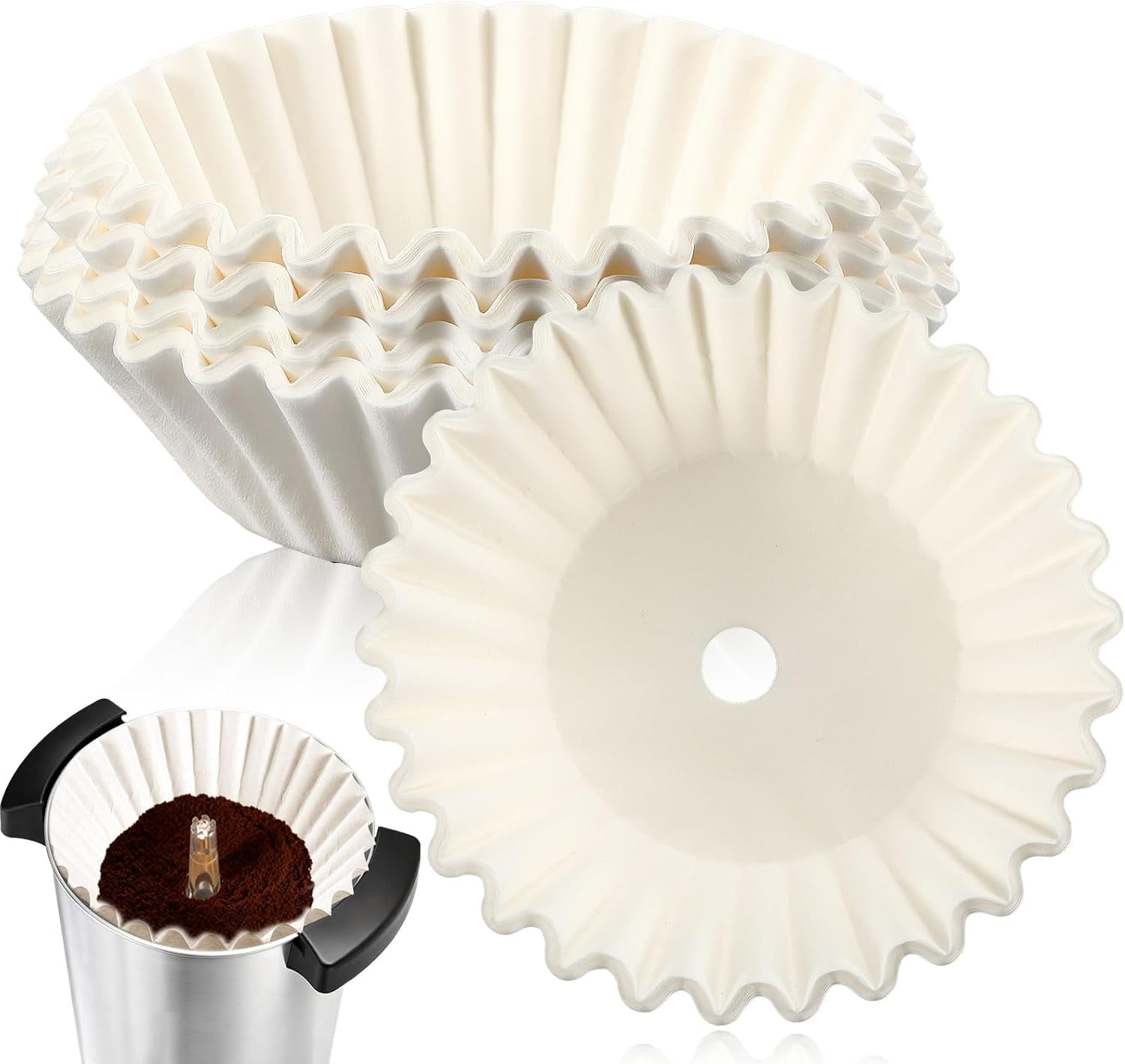 Bybiment 100 Pieces Pre-punched Holes Coffee Filters for 30cup 45cup ...