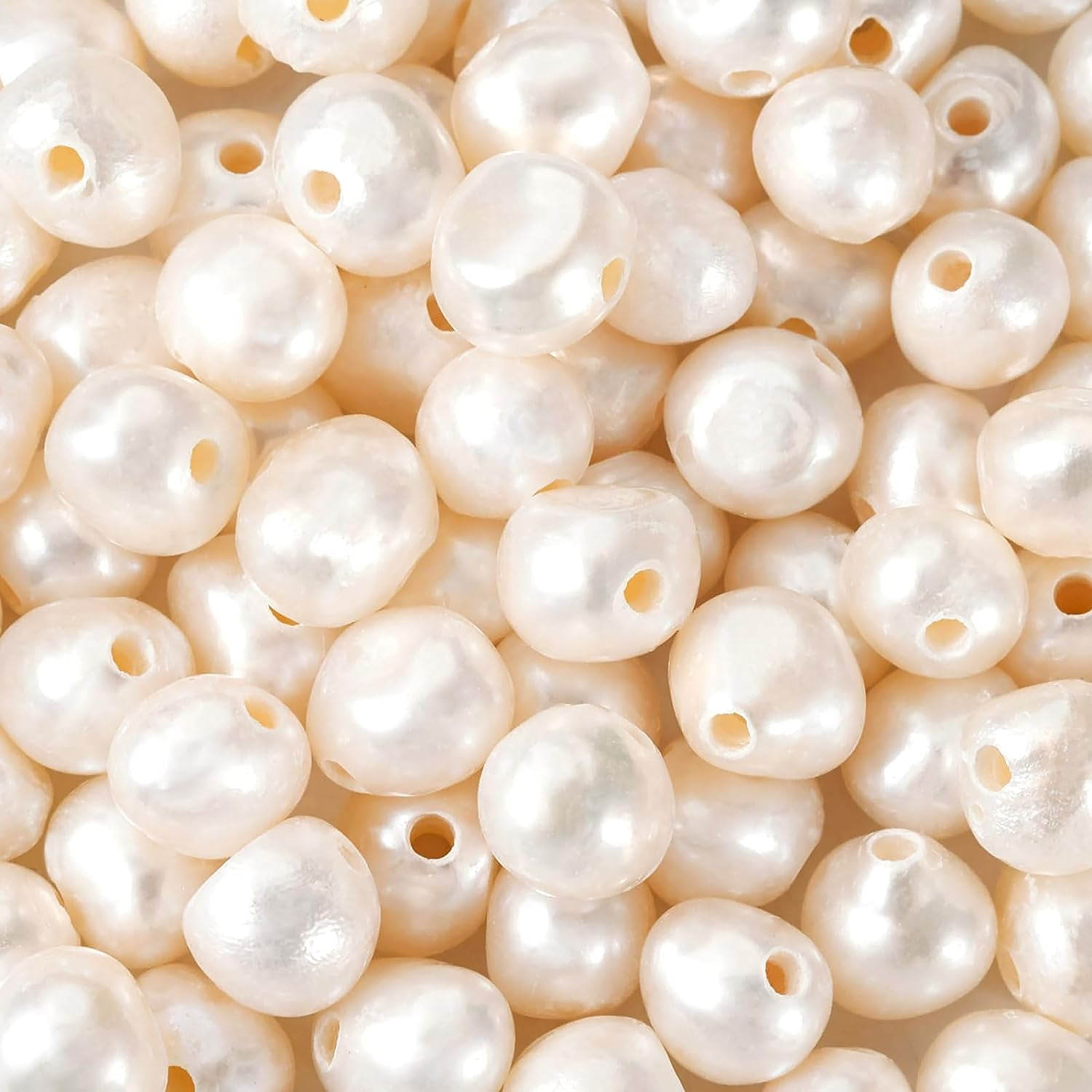 Bybiment 100 pieces 7-8mm Freshwater Beads 1.6mm Large Hole Irregular ...