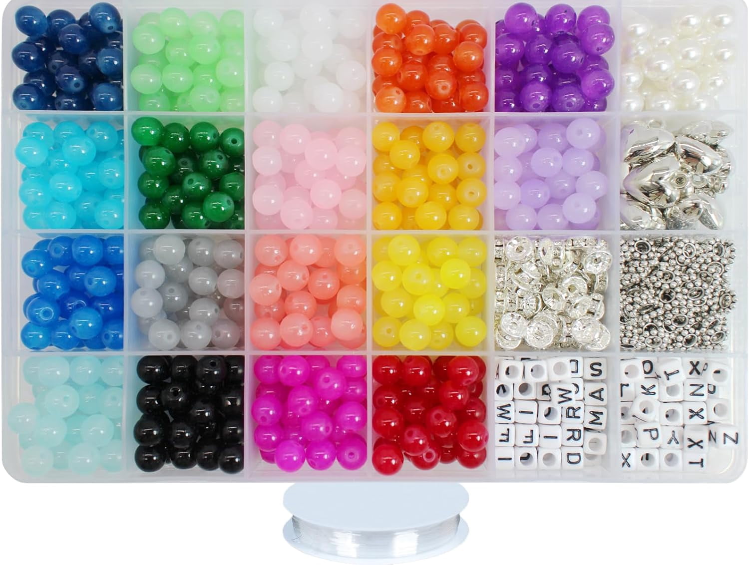 Bybiment 1000pcs 8MM Bead Sets for Jewelry Making Kit Beads Supplies ...
