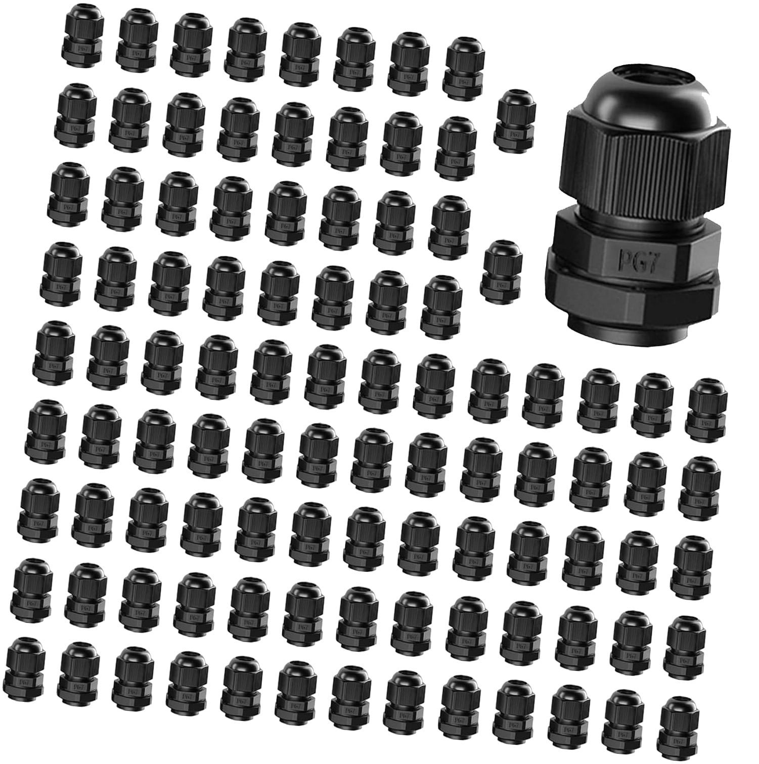 Bybiment 100PCS PG7 Cable Gland 3-6.5mm/0.12-0.26inch Nylon Cable ...