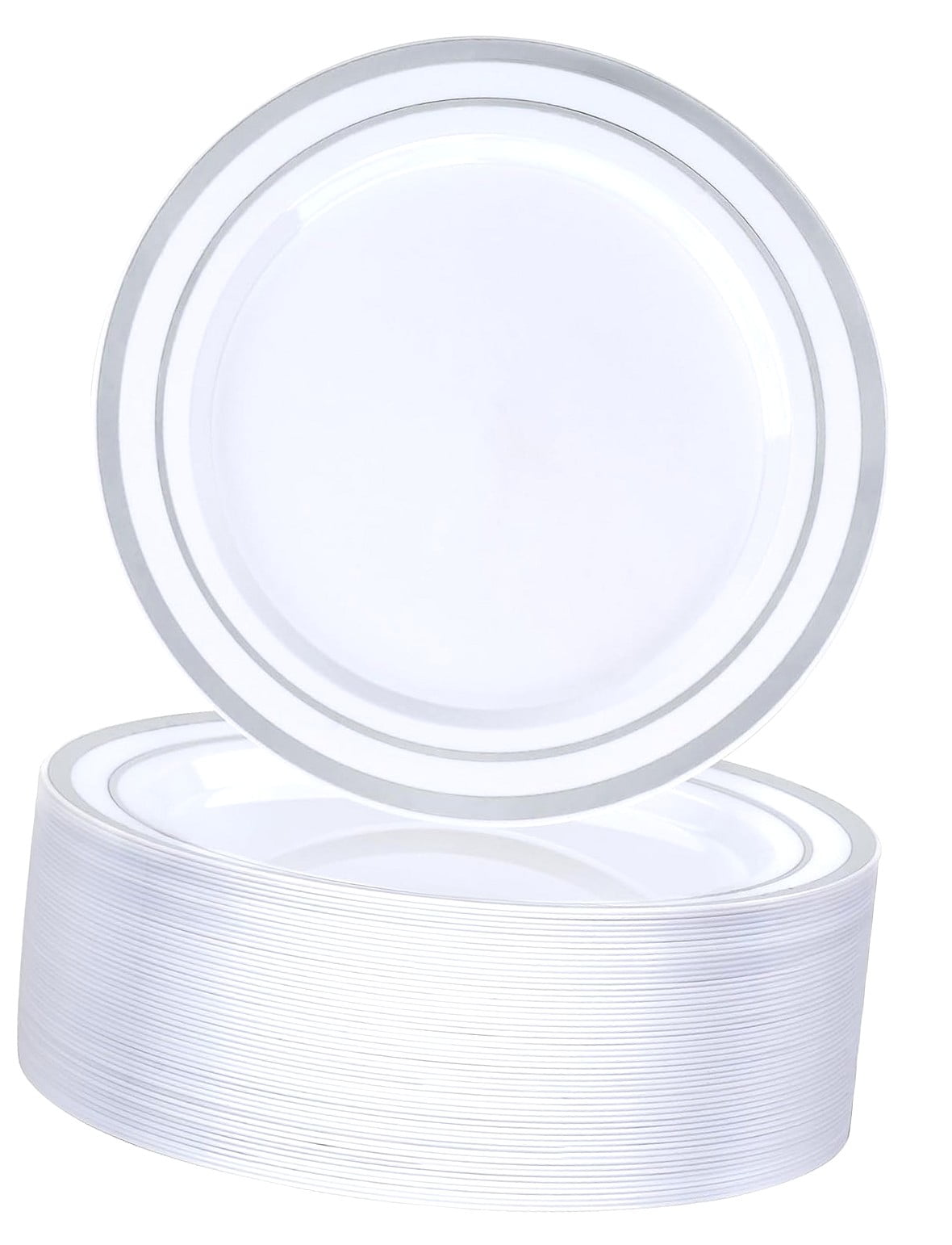 Bybiment 100PCS Plastic Plate, 7 Inch Dessert Plate Party with Rim ...