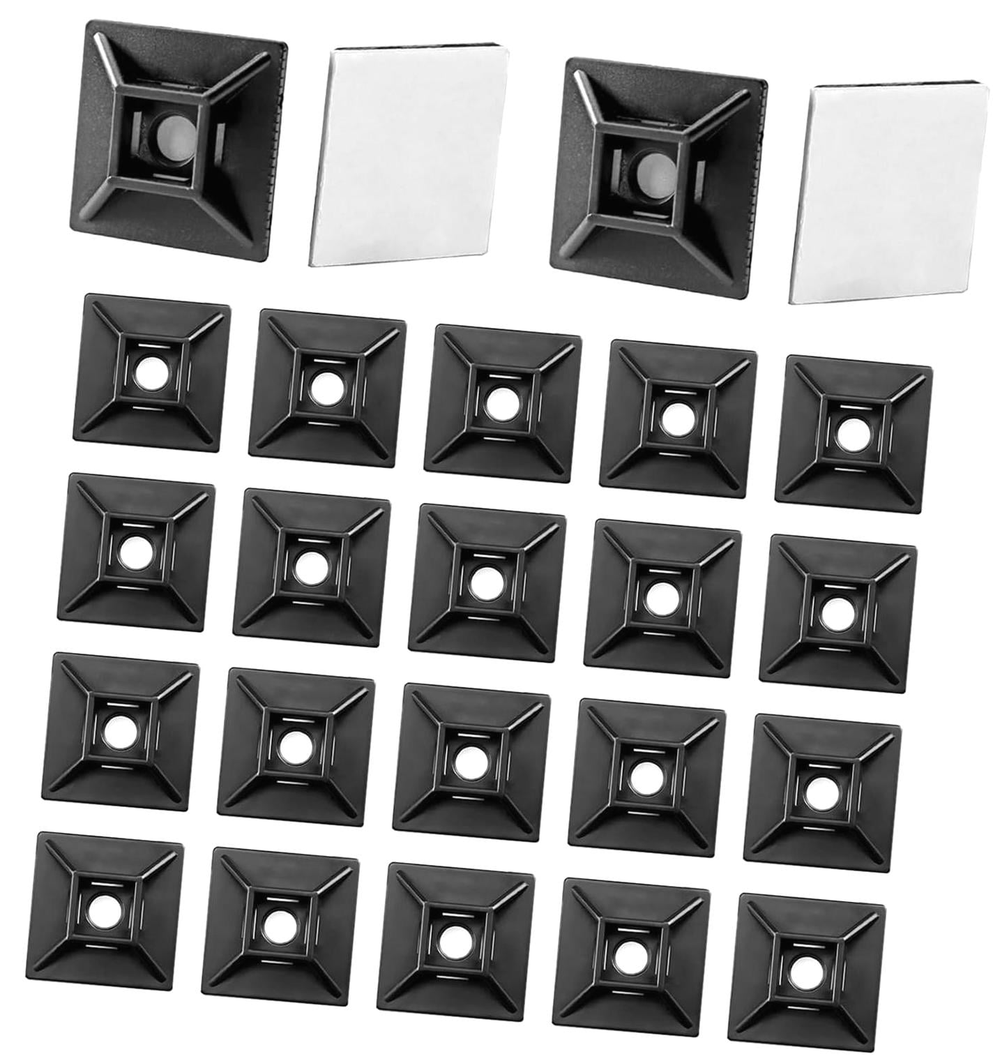 Bybiment 100Pcs Adhesive Cable Tie Base, 3/4in Plastic Mounting Squares ...