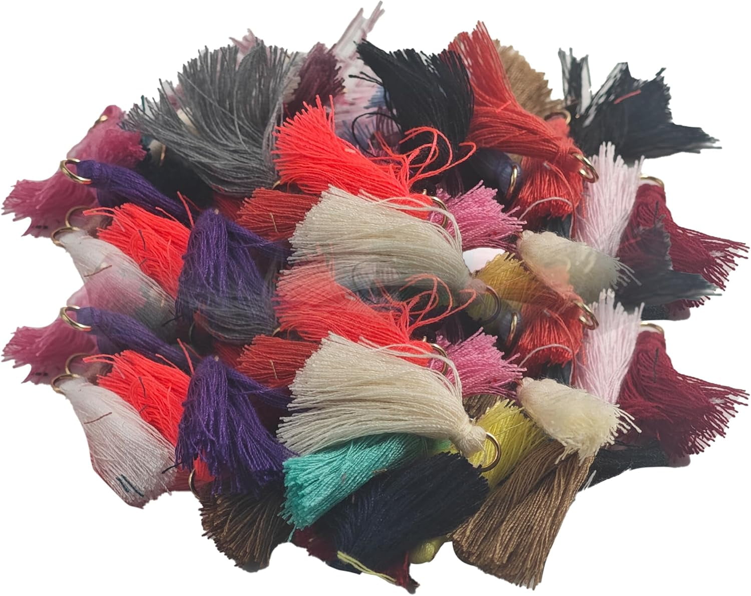 Bybiment 110 Pieces Multi-Color Crafting Tassels with Golden Jump , 3cm/1.18” Tiny Tassels for ...