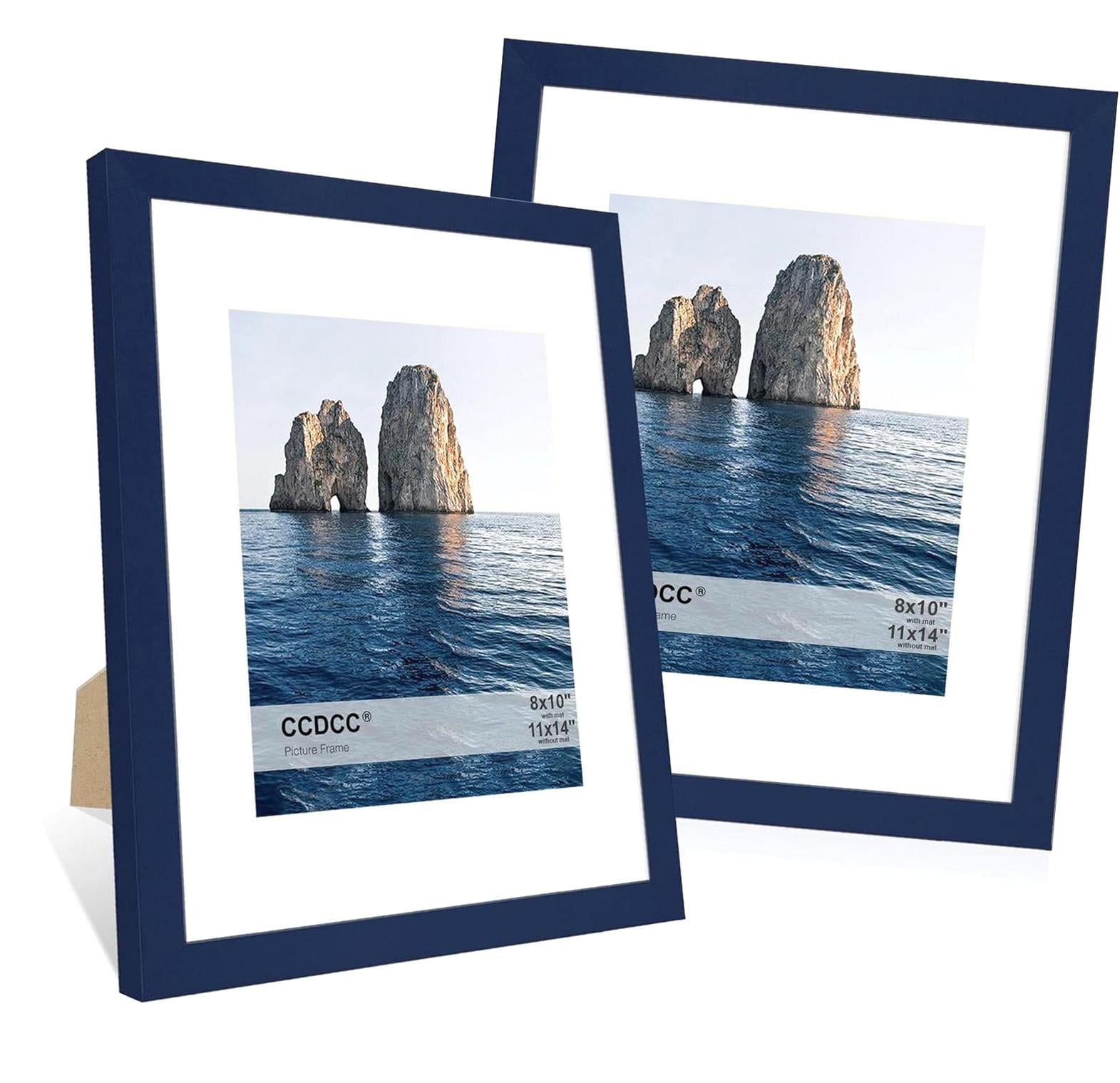 Bybiment 11x14 Picture Frame Set of 2, 11 x 14 Wood Photo with Mat for ...