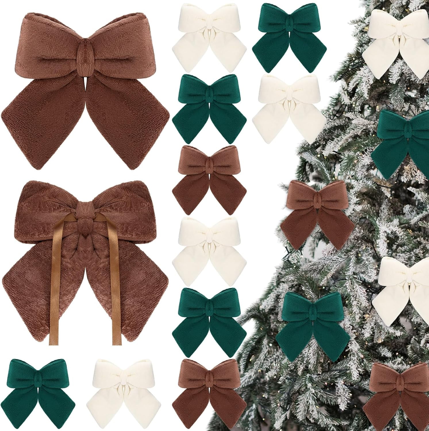 Bybiment 12 Pcs Large Velvet Tree Bows for Christmas Tree Stuffed Bows ...