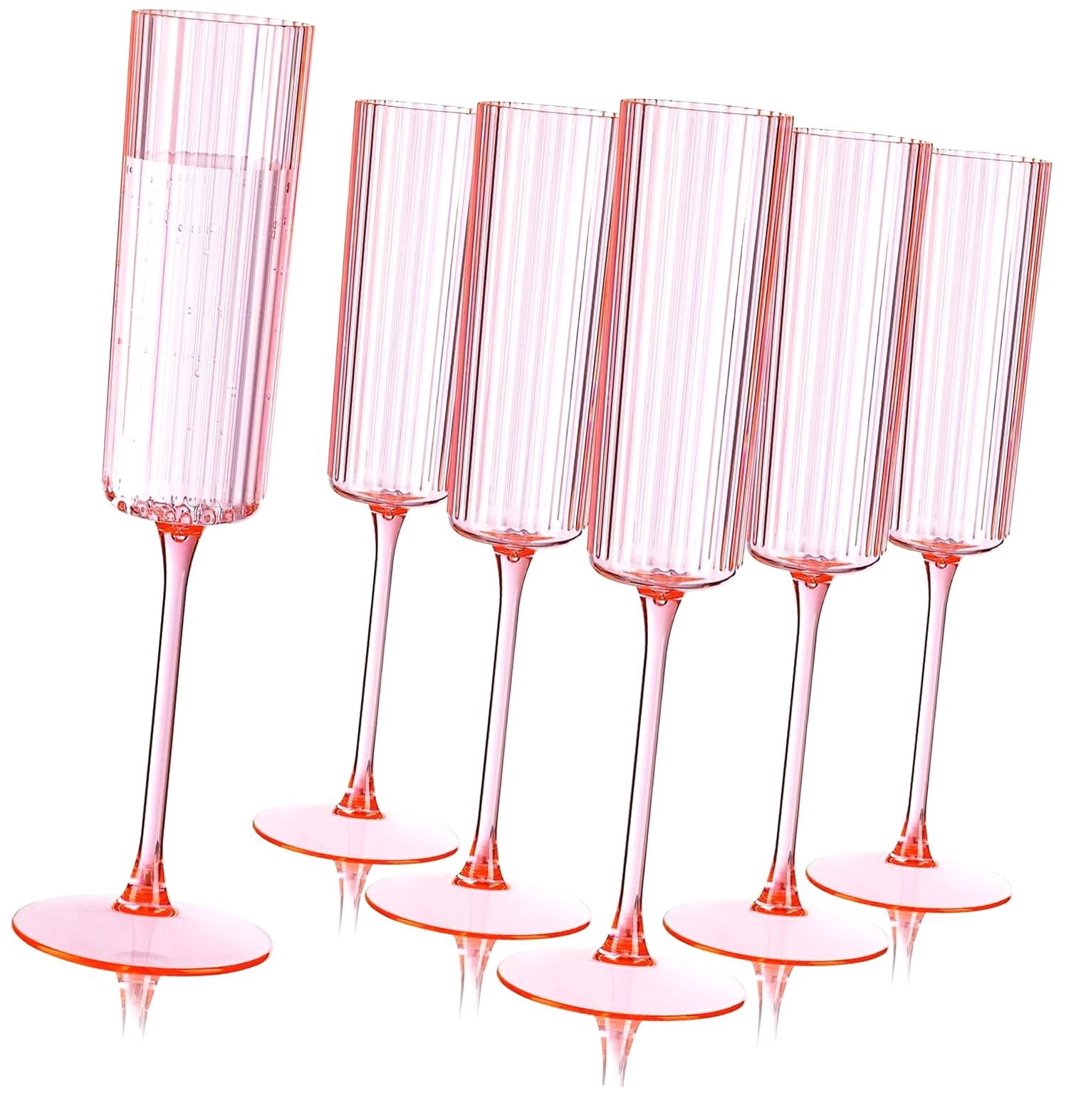 Bybiment 12-Piece Plastic Flutes - 6 Ounce Clear Drinking Glasses ...