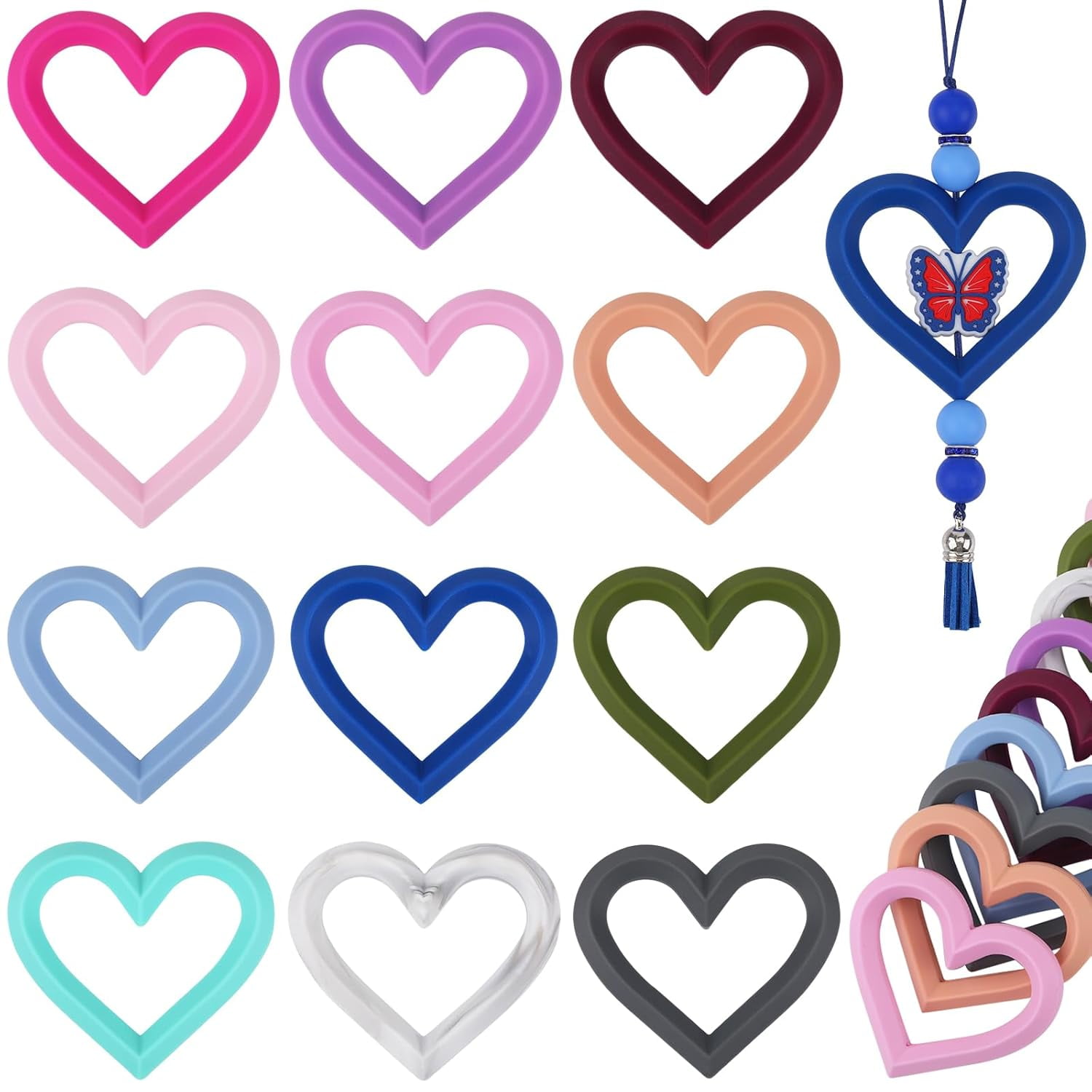 Bybiment 12 Pieces Beadable 65mm with 2 Holes for Keychain Car Charms ...