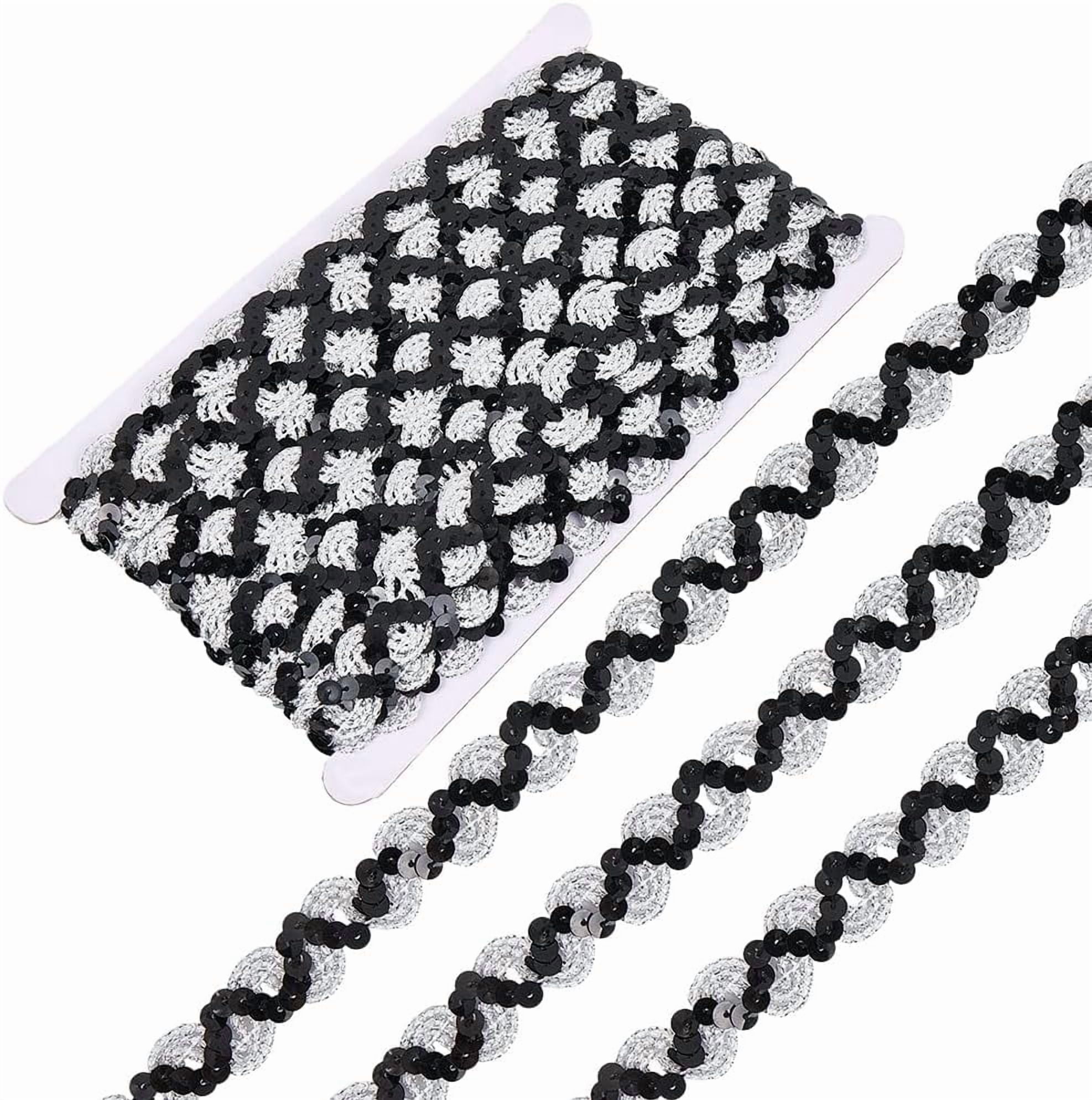 Bybiment 12 Yards Silver Sequin Flat Sequins Strip Rick Rack Gimp Woven ...