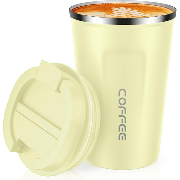 Bybiment 12 oz Steel Vacuum Insulated Tumbler Coffee Travel Mug Spill ...