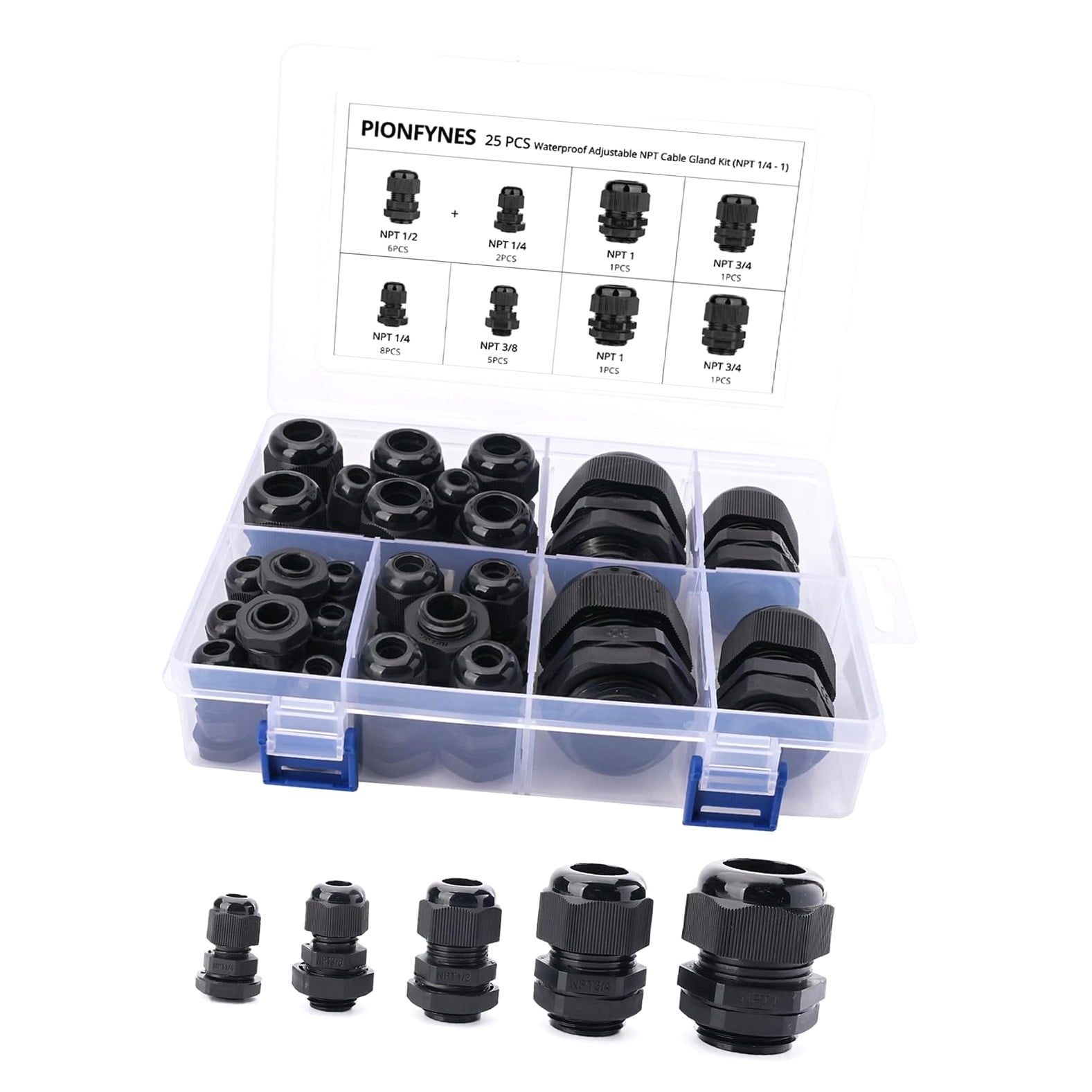 Bybiment 12PCS 1/2'' NPT Cable Gland 6-12mm/0.24-0.47inch Nylon Cable ...