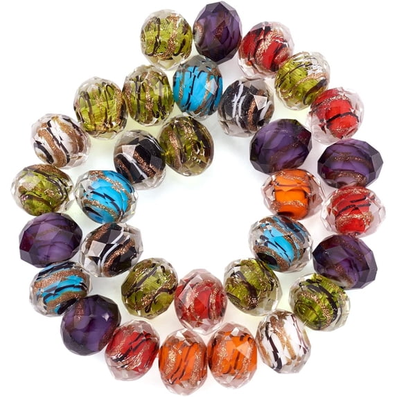 Bybiment 12mm Sand Lampwork Faceted Beads Millefiori Round Loose Bead ...