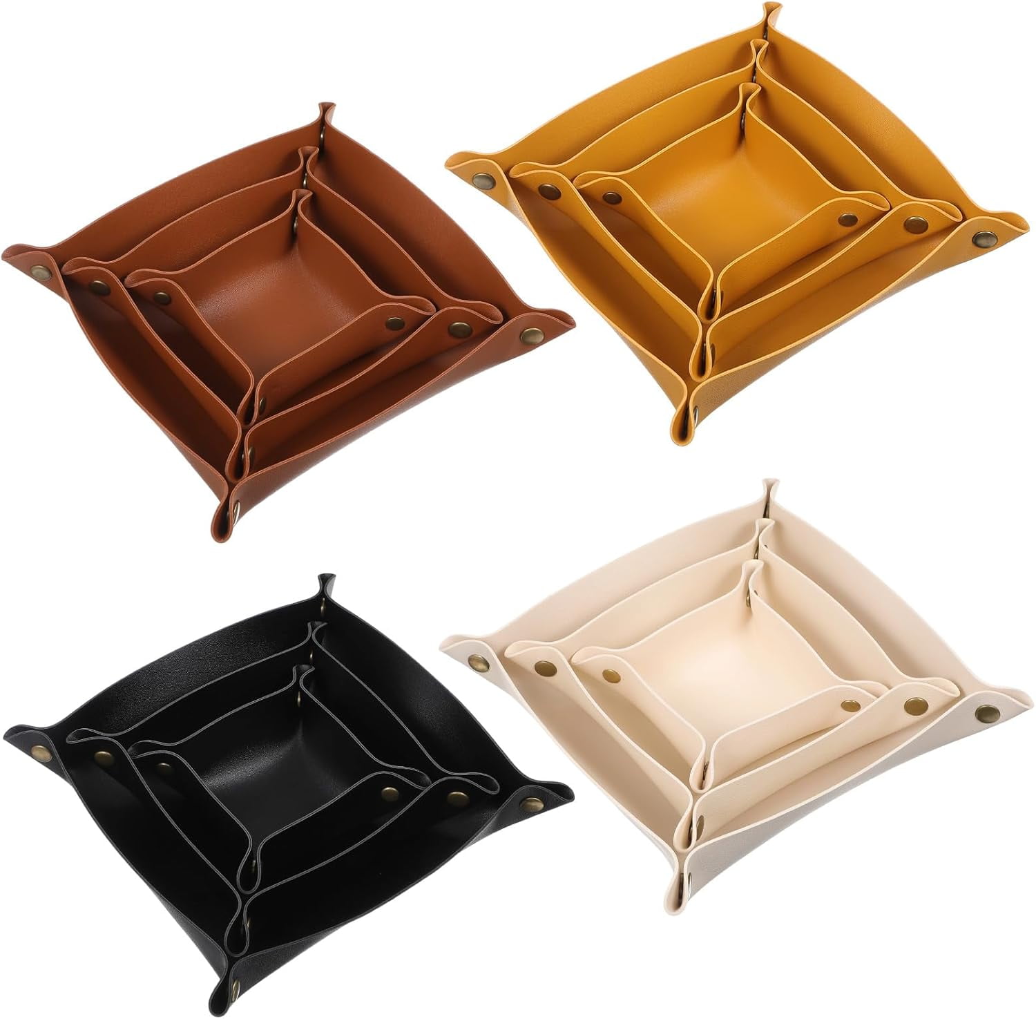 Bybiment 12pcs Jewelry Tray for Keys and Wallet, Folding PU Tray ...