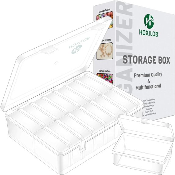 Bybiment 15 pieces Bead Organizer Boxes, Medium Clear Plastic Storage ...