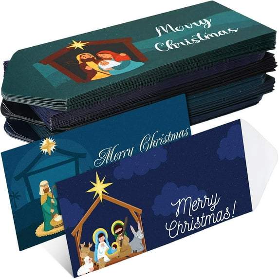 Bybiment 150 Pcs Nativity Christmas Envelopes 6.5x2.88'' Cash Card ...