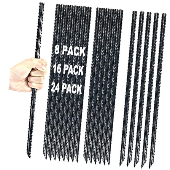 Bybiment 16 Inch Ground Rebar Stakes, Steel Anchors for Landscaping ...