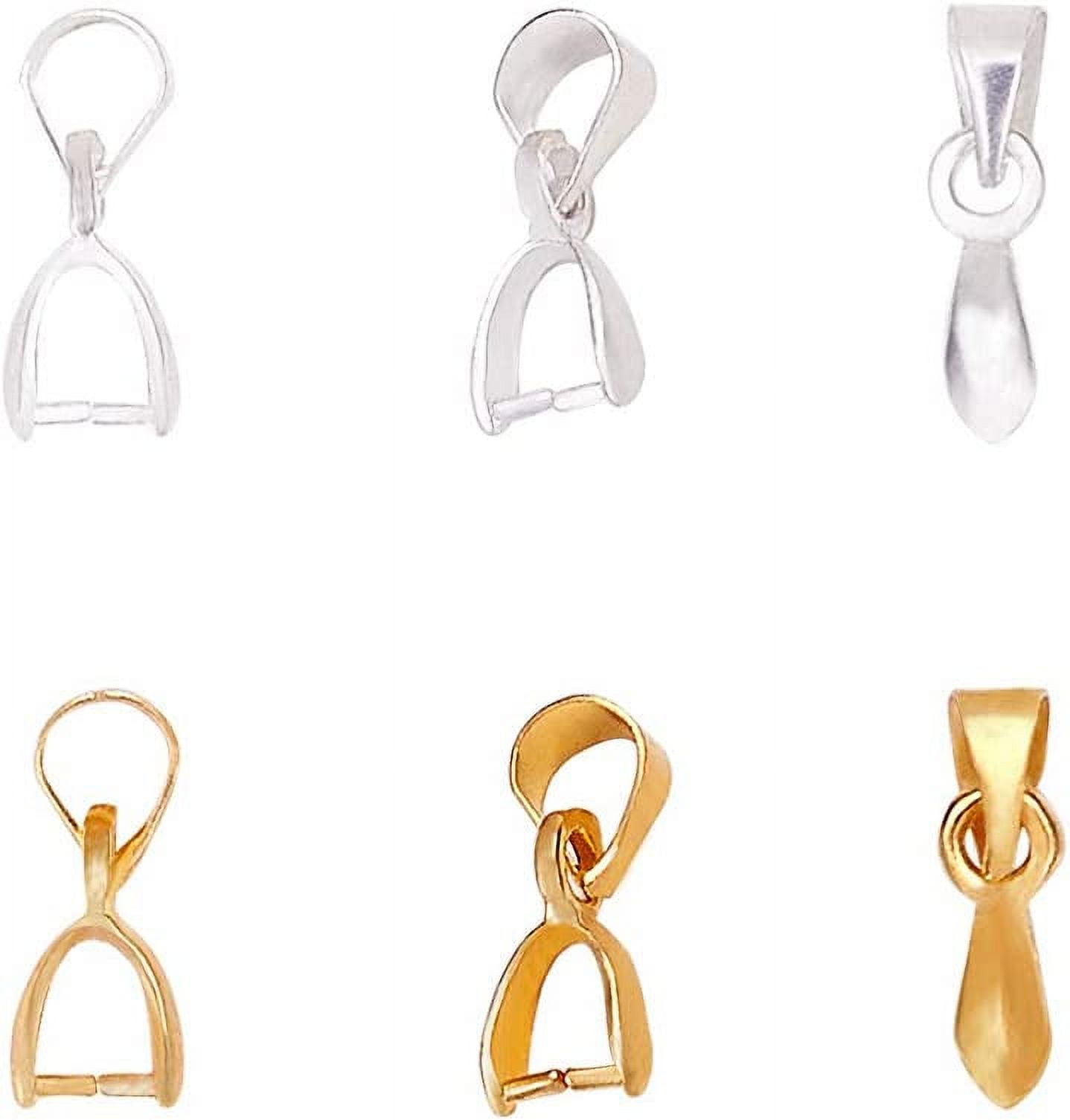 Bybiment 160 pieces Pinch Bails Golden Silver Pendant Chain Connector ...