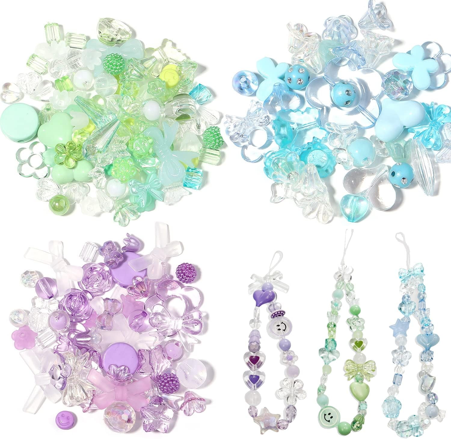 Bybiment 170~210 pieces Assorted Beads for Jewelry Making Acrylic ...