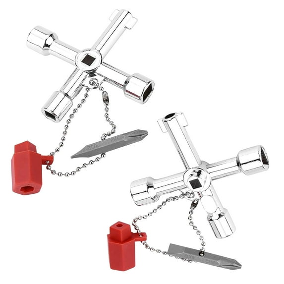 Bybiment 2 Pcs 4 Way Key, Multifunction Opening Key for Meter, Plumbers ...