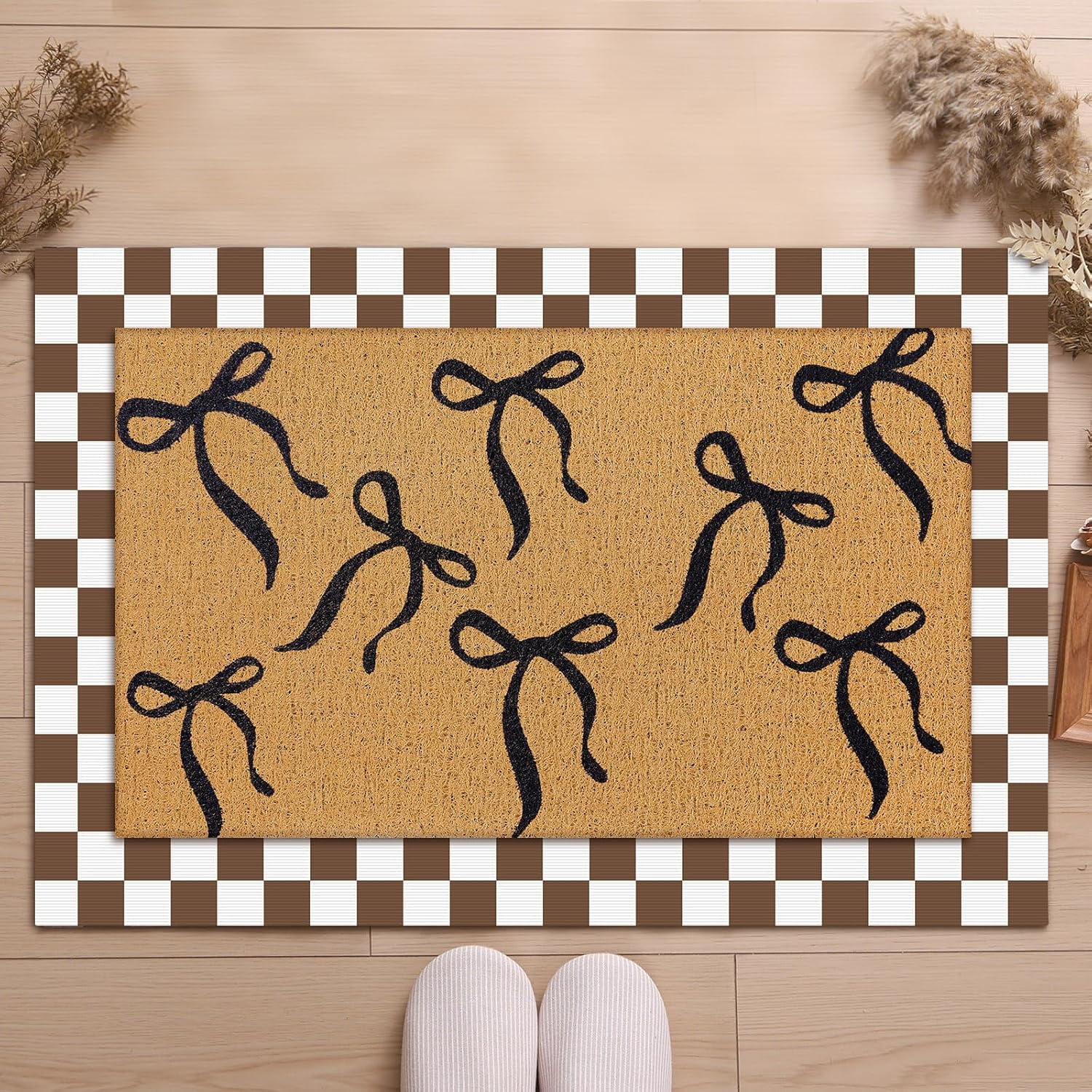 Bybiment 2 Pcs Bows Door Mat Coir Mats Floor Layering Doormats Seasonal ...