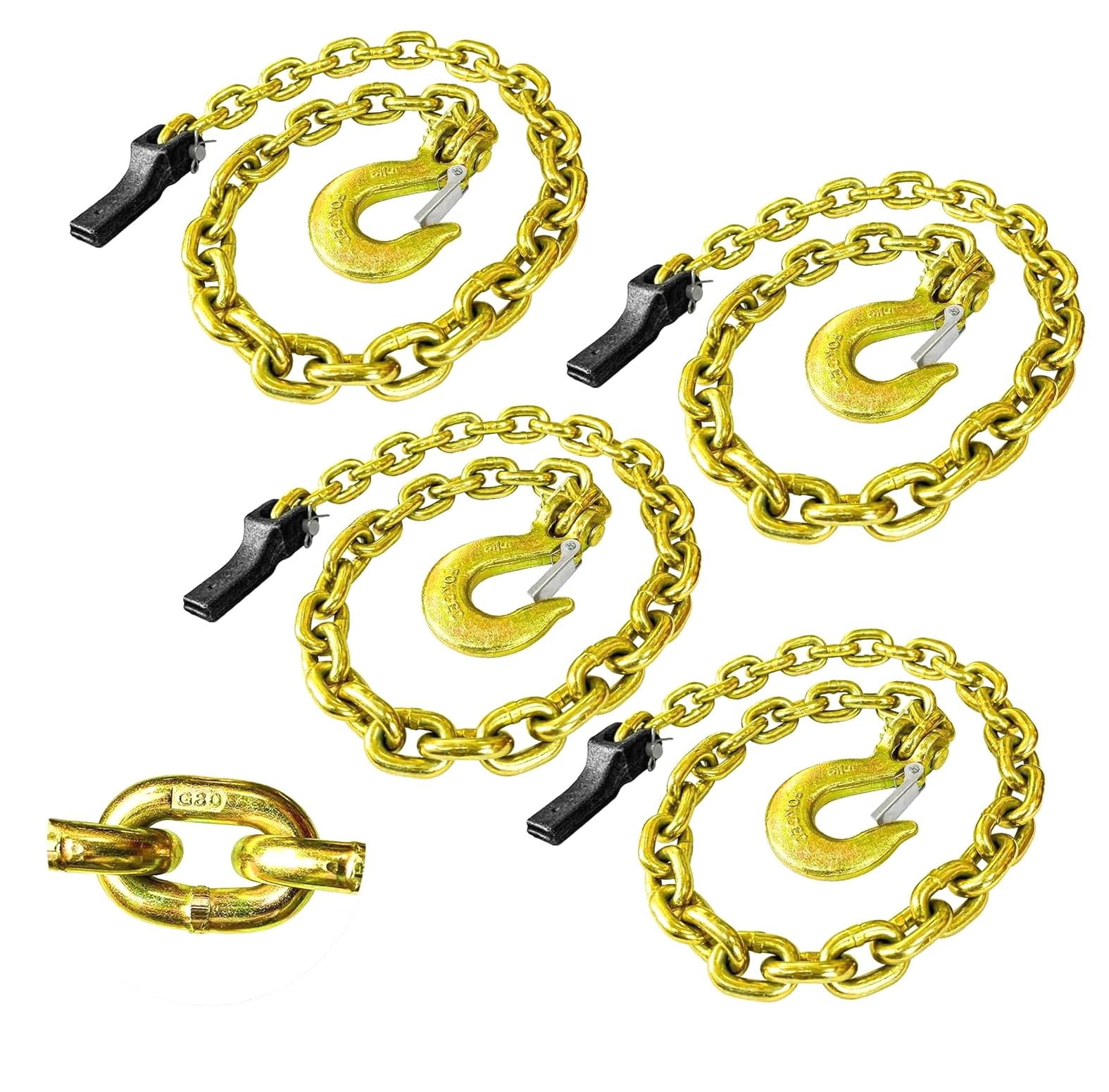 Bybiment 2-Piece 36 Inch Grade 80 Trailer Security Chain with 3/8'' Red ...