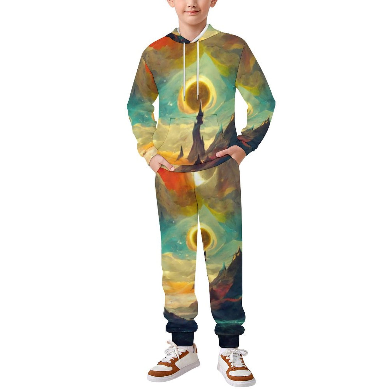 Bybiment 2 Piece Outfits Hoodie for Kids Youth, Magical Paintings ...